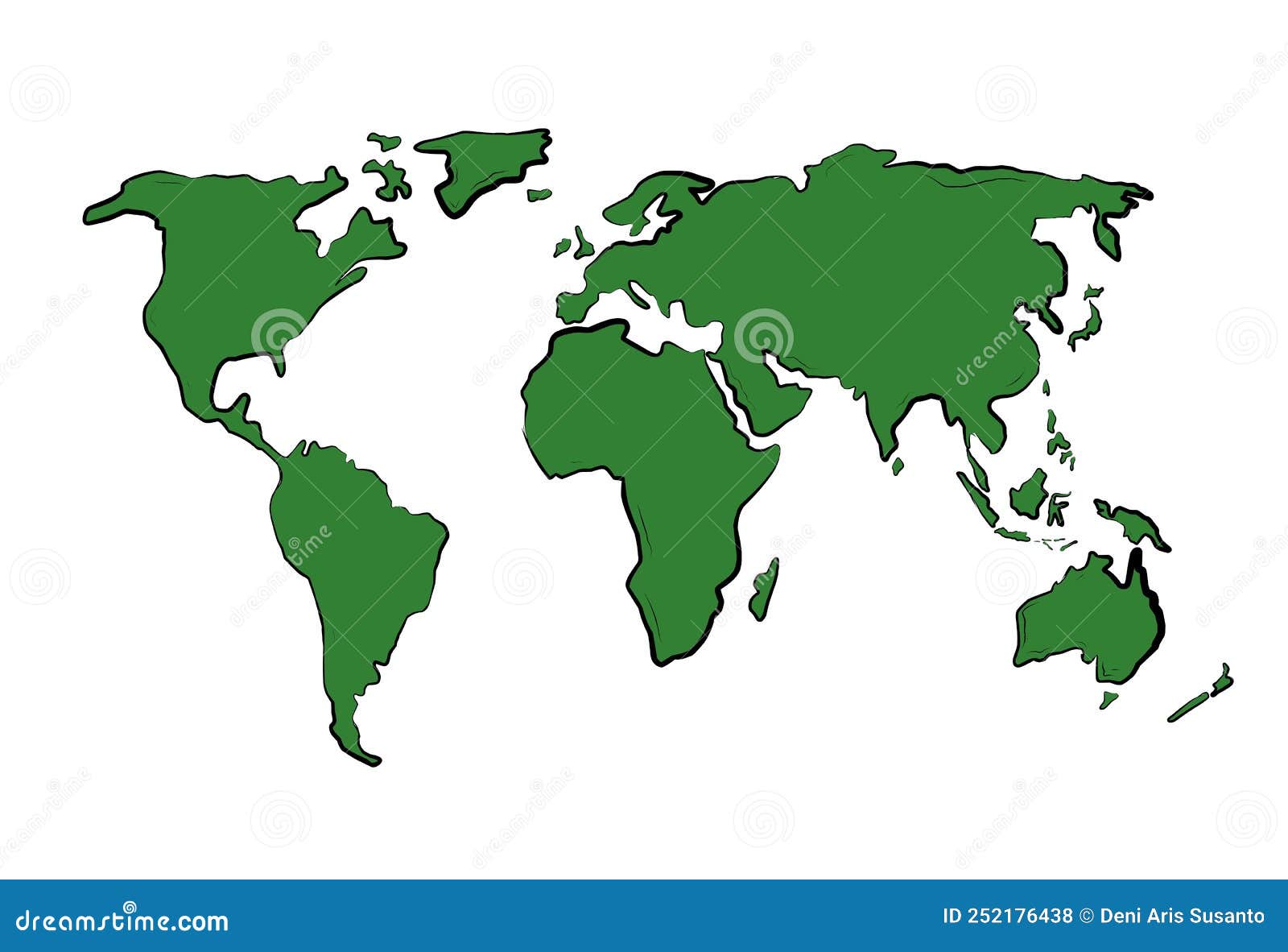 Outline Sketch of a World Map Stock Illustration - Illustration of ...