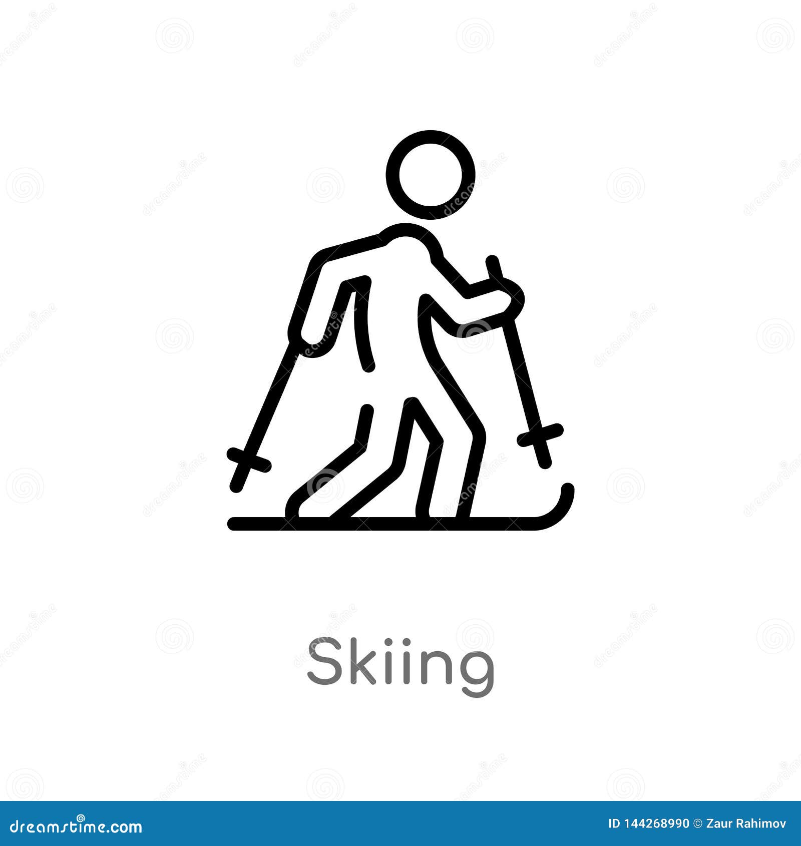Outline Skiing Vector Icon. Isolated Black Simple Line Element ...