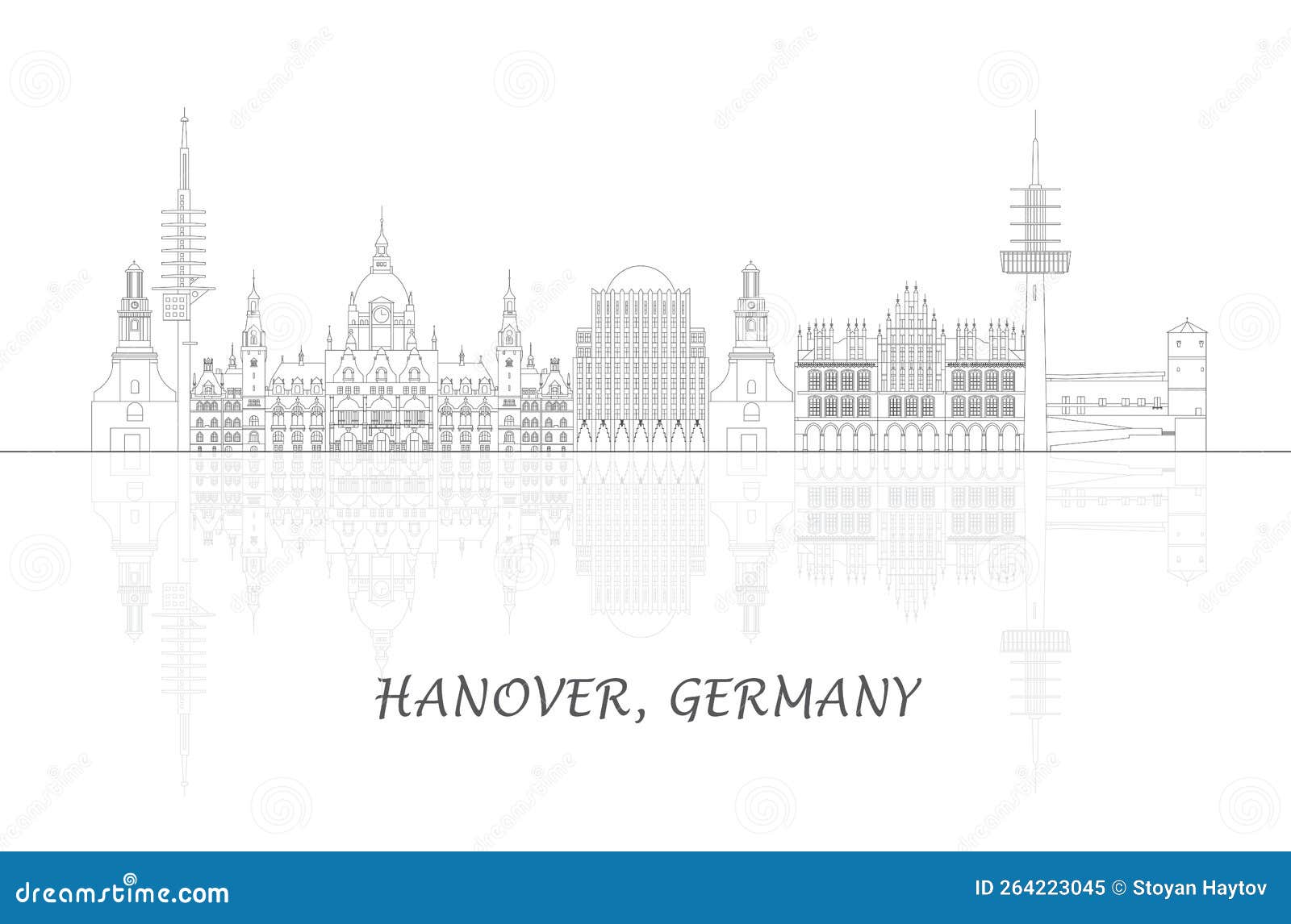 Outline Skyline Panorama of City of Hanover, Germany Stock Vector ...