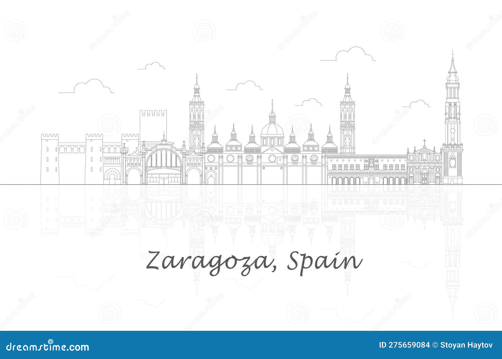 Zaragoza Outline Map Vector Illustration | CartoonDealer.com #334893796