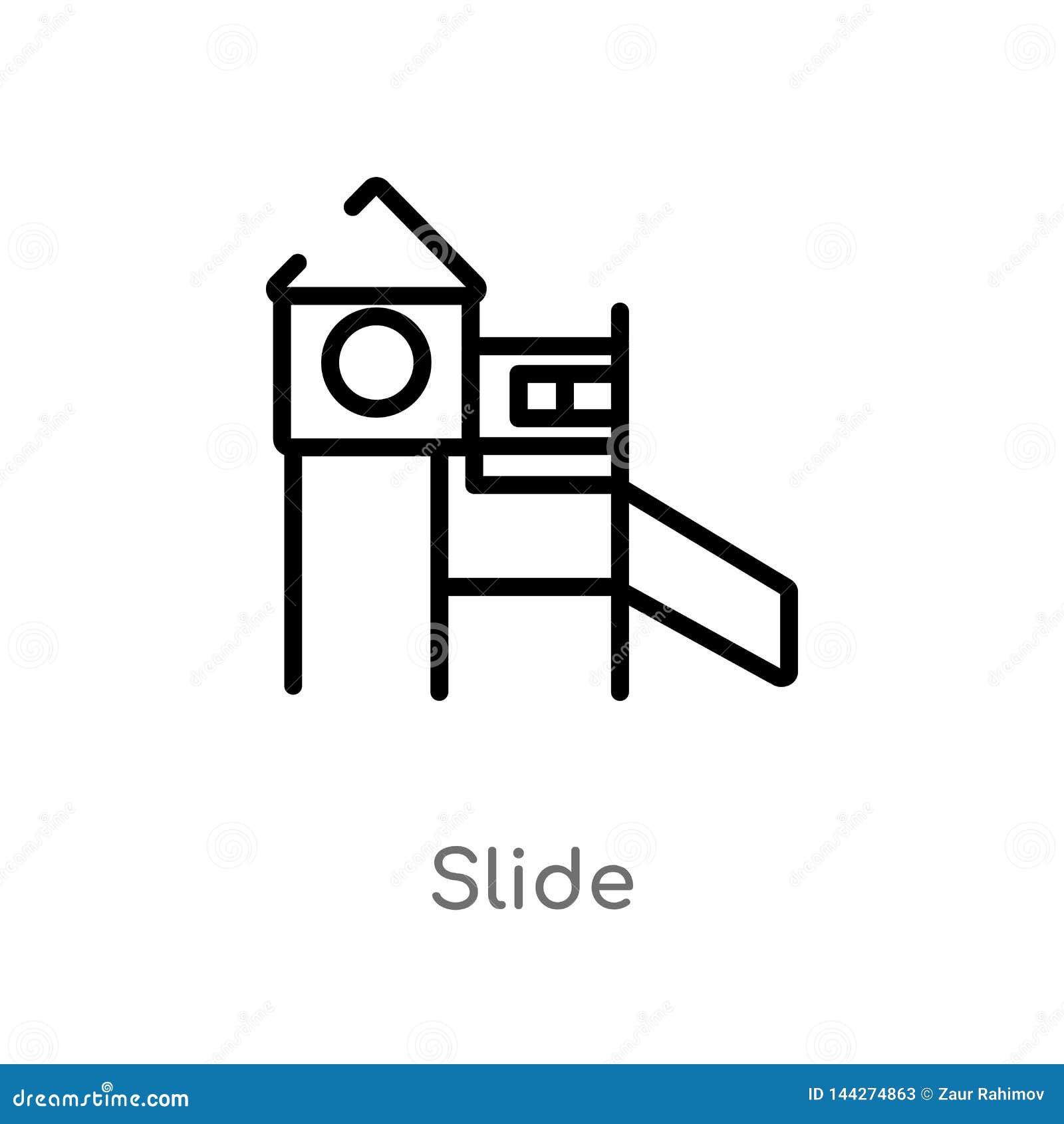 Outline Slide Vector Icon. Isolated Black Simple Line Element ...