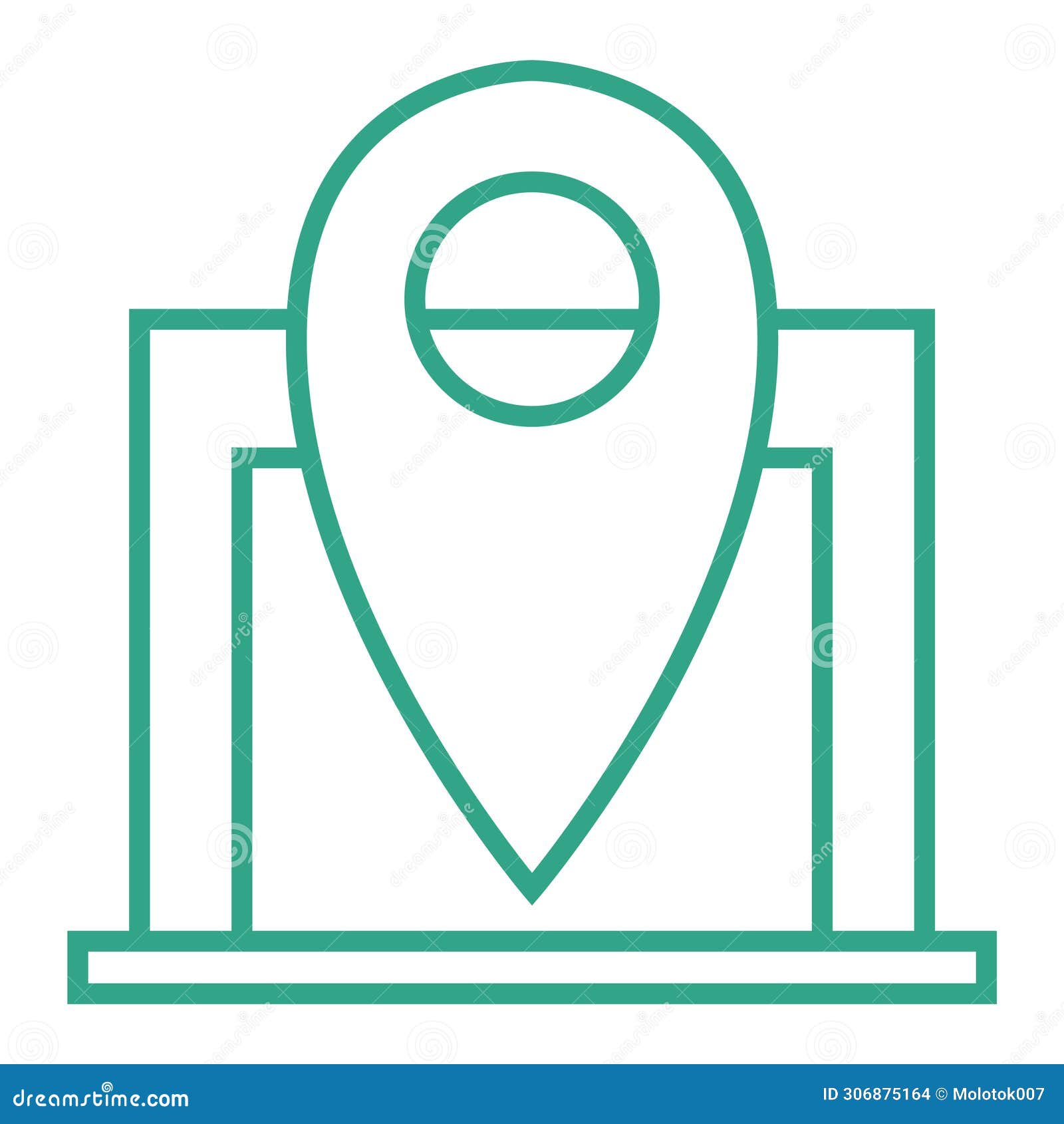 Outline Small Warehouse Icon with Map Marker Isolated on White ...