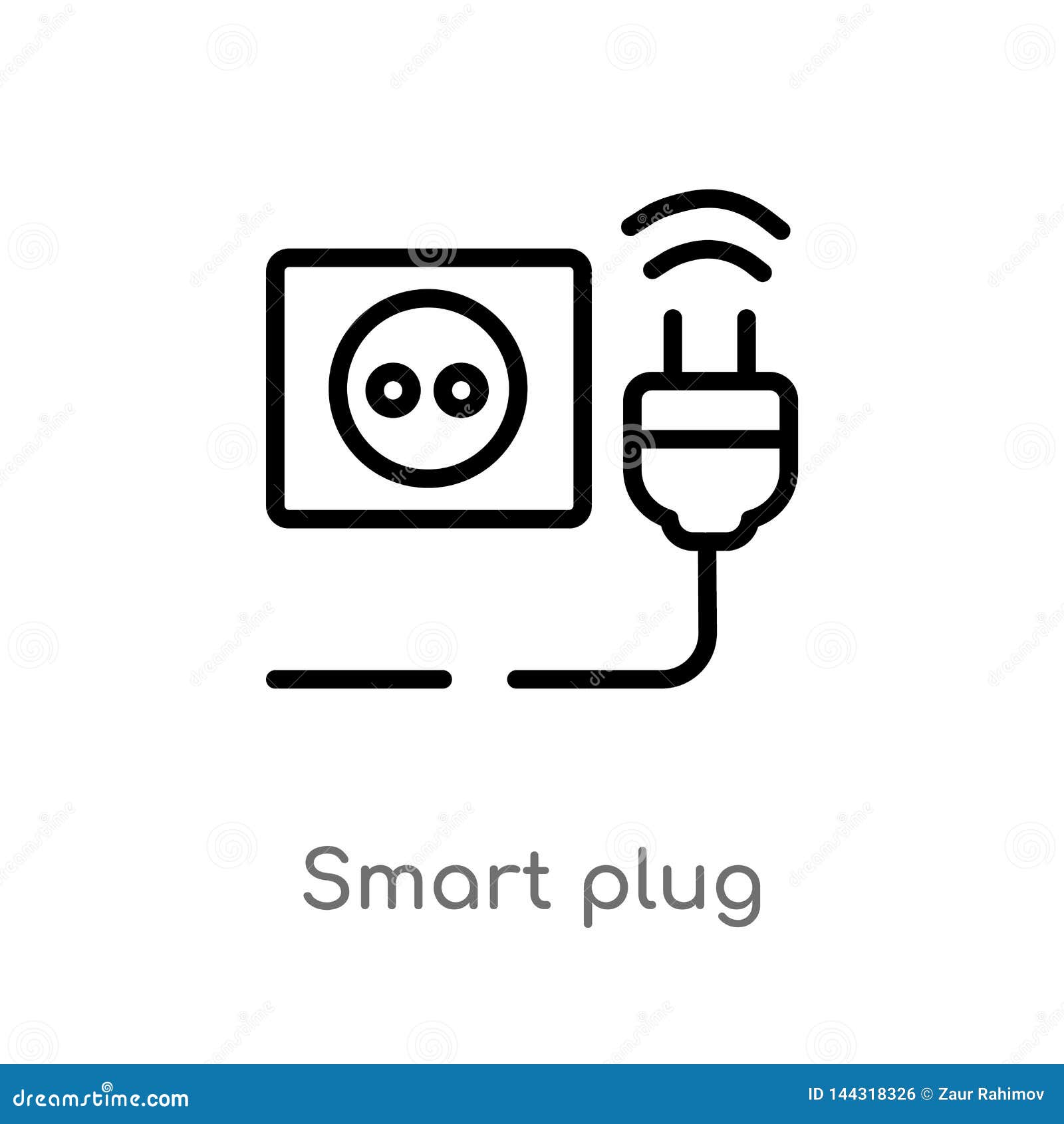 Outline Smart Plug Vector Icon. Isolated Black Simple Line Element ...