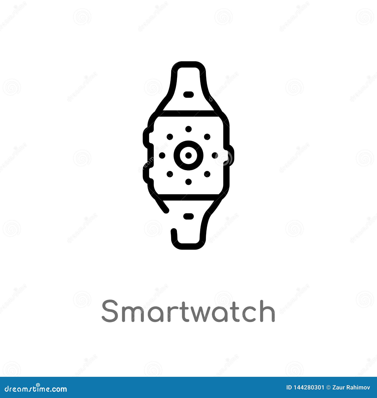 Outline Smartwatch Vector Icon. Isolated Black Simple Line Element ...