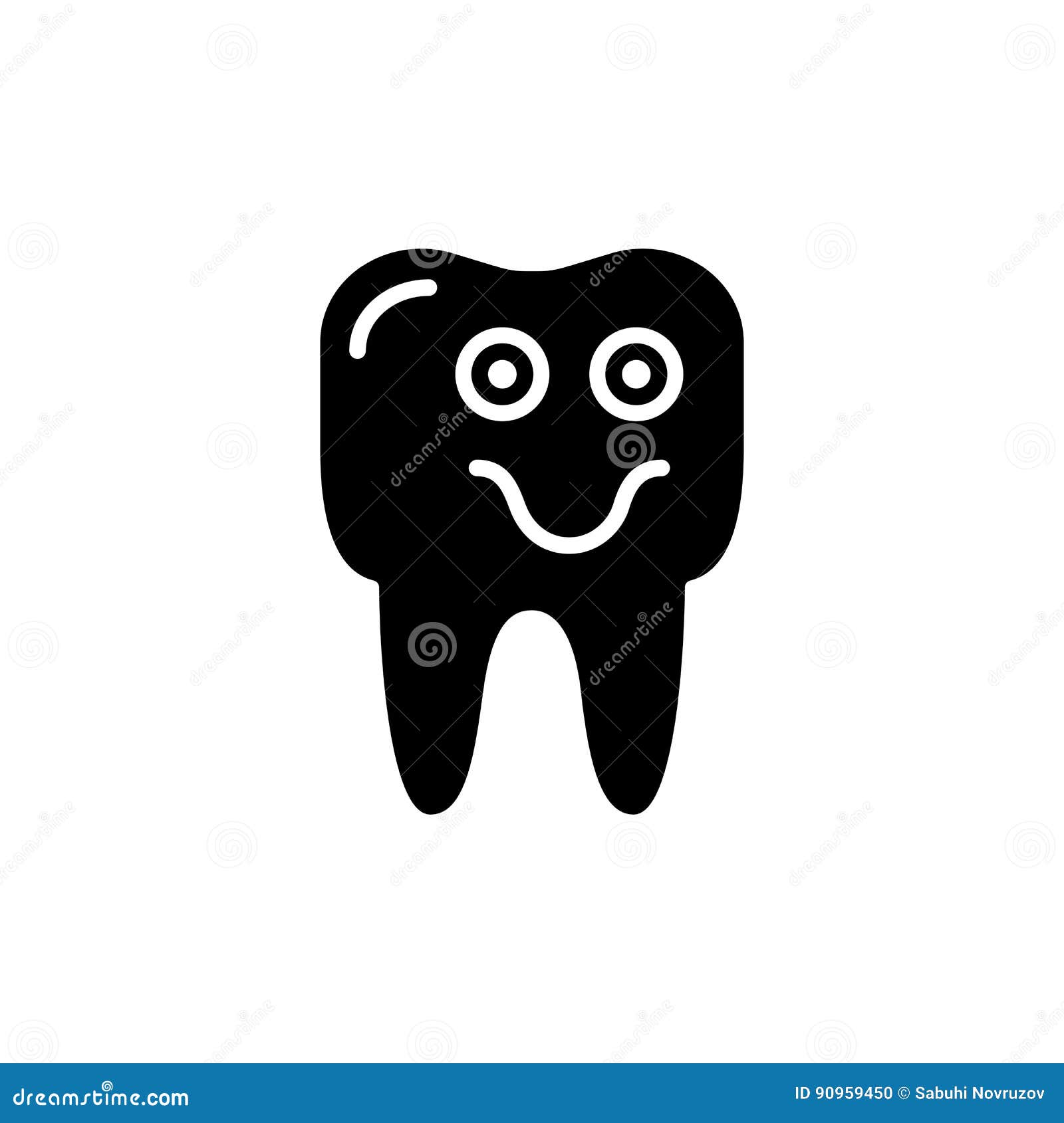 Outline Smile Tooth Icon Vector Illustration on White Background Stock ...