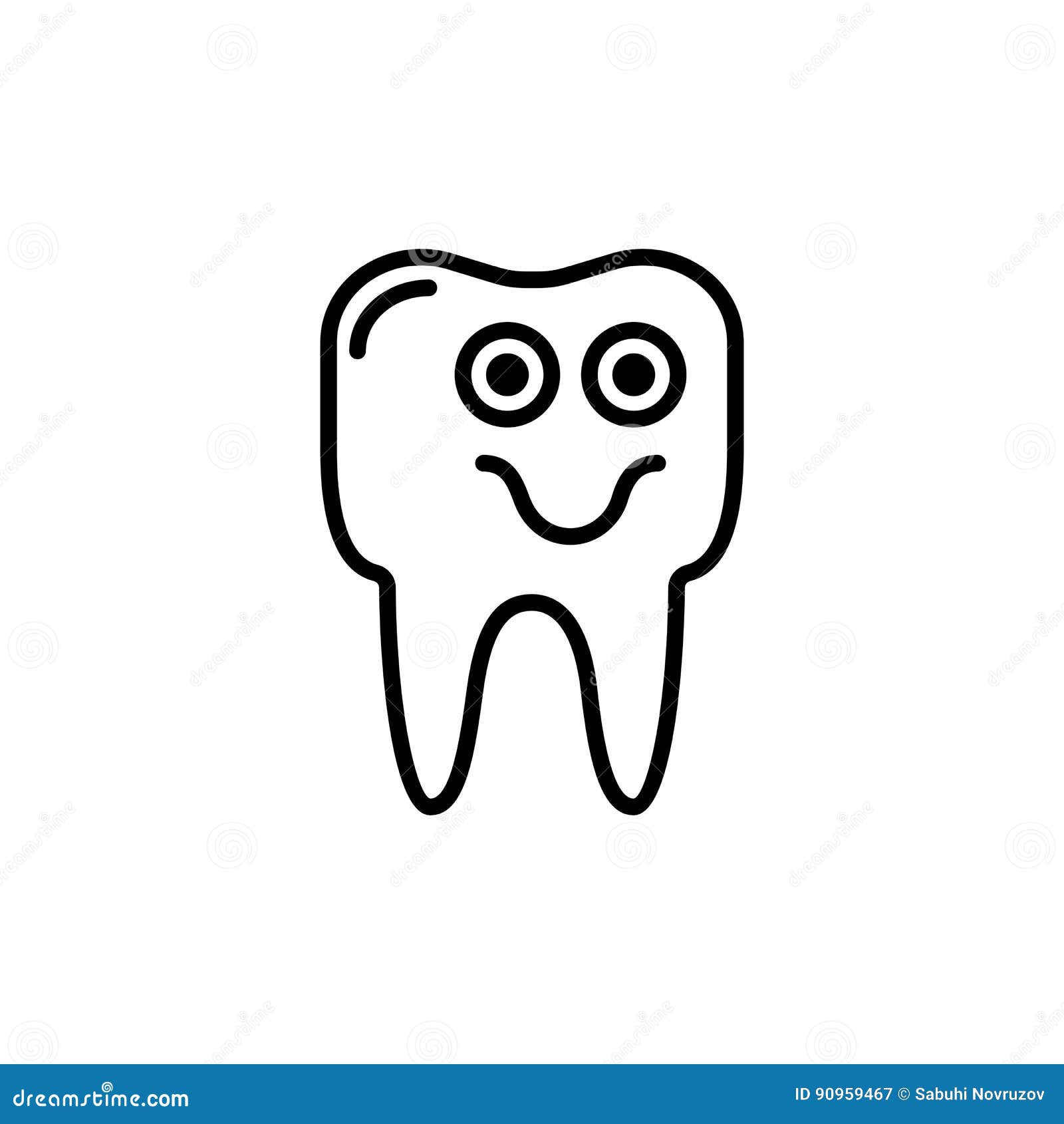 Outline Smile Tooth Icon Vector Illustration on White Background Stock ...