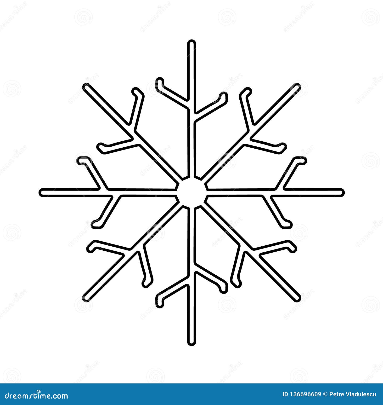 Outline snowflake icon stock vector. Illustration of decor - 136696609