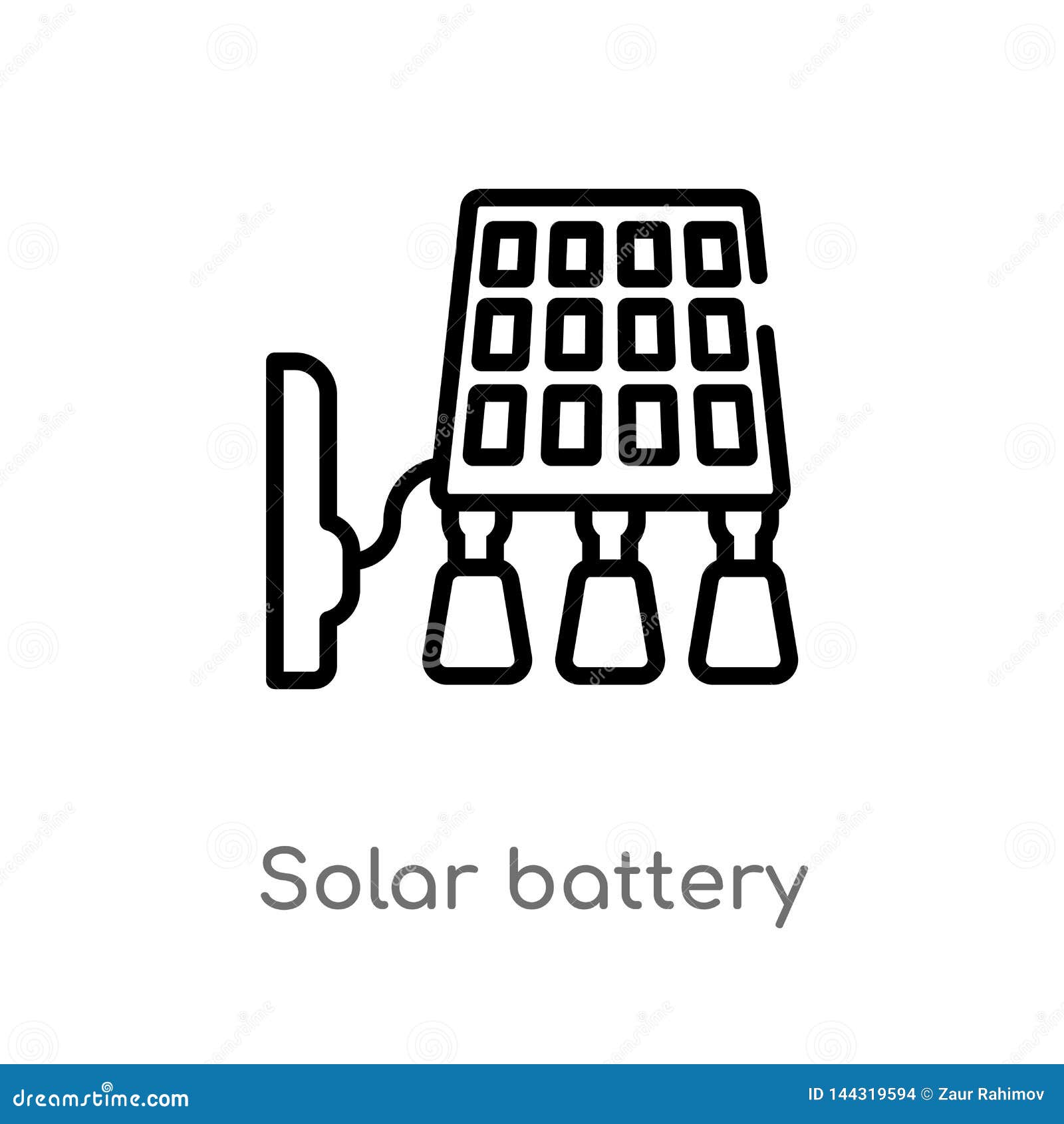 Outline Solar Plane Vector Icon. Isolated Black Simple Line Element ...