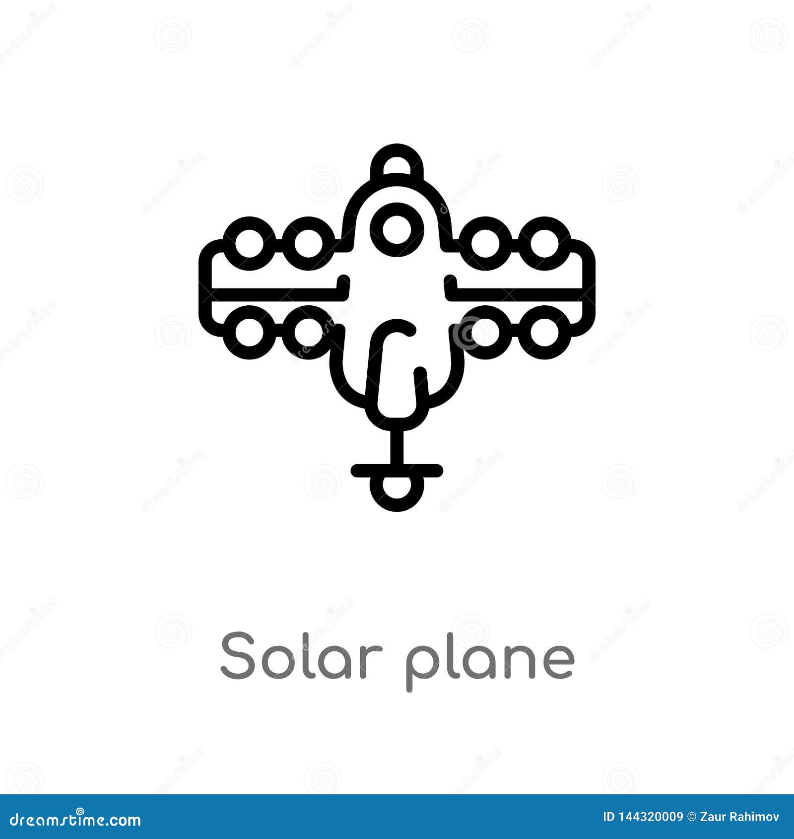 Outline Solar Plane Vector Icon. Isolated Black Simple Line Element ...
