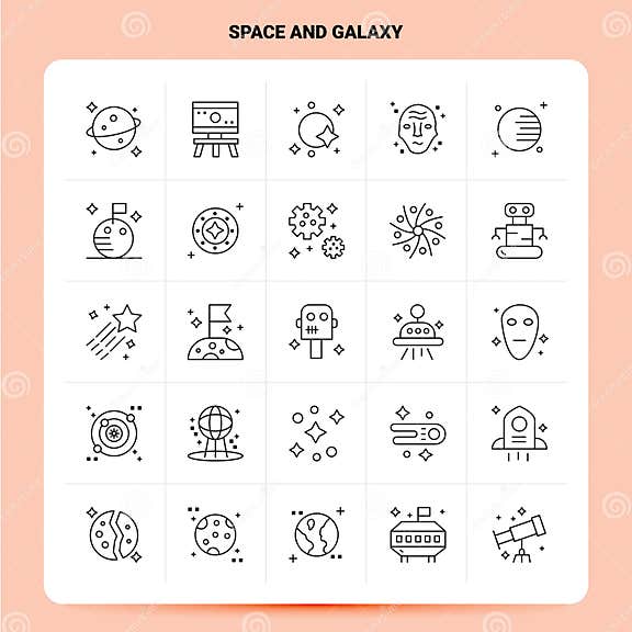 OutLine 25 Space and Galaxy Icon Set. Vector Line Style Design Black ... OutLine 25 Space and Galaxy Icon Set. Vector Line Style Design Black ...