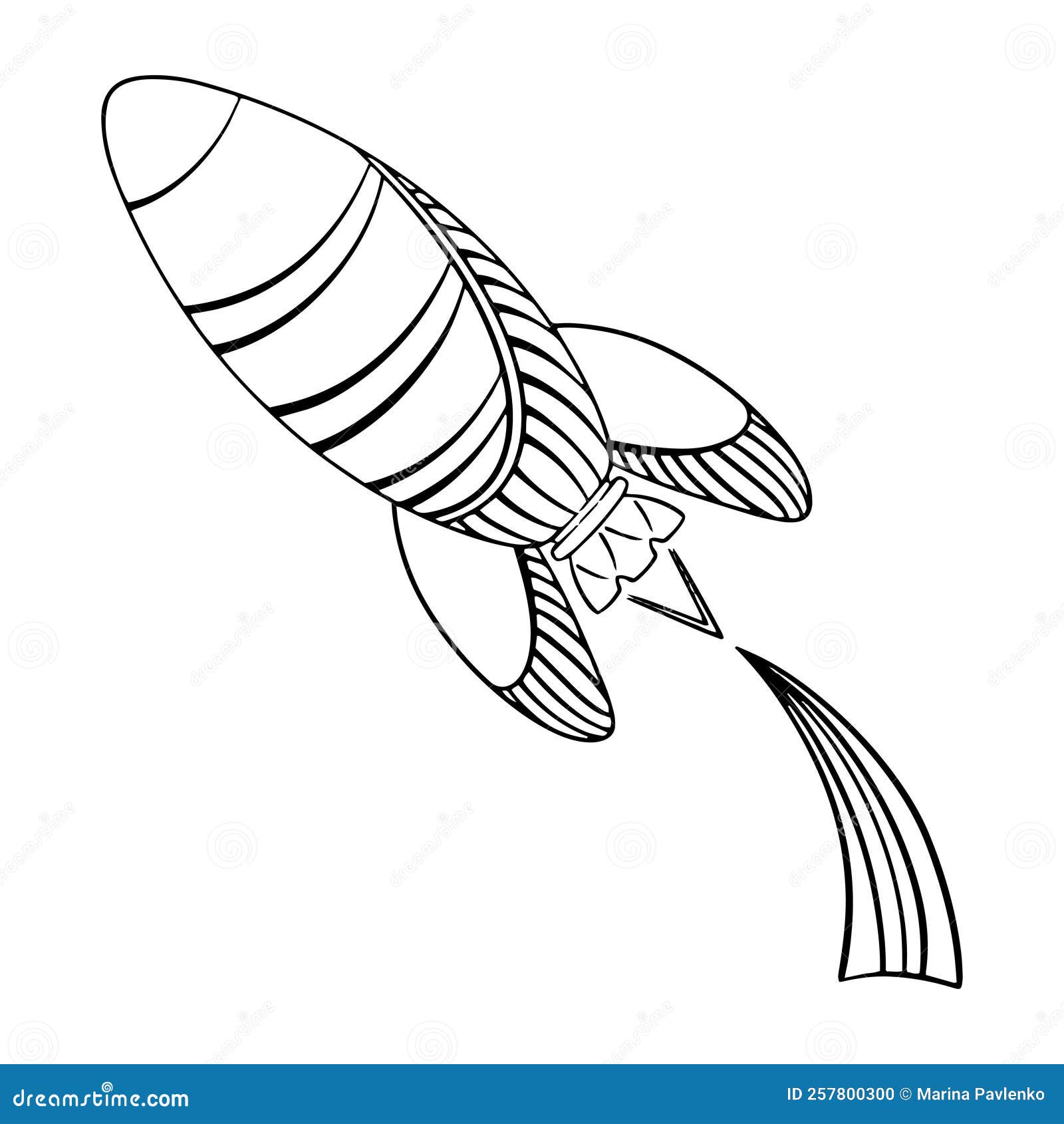 Outline Space Rocket Launch Vector Icon. Isolated Black Simple Line ...