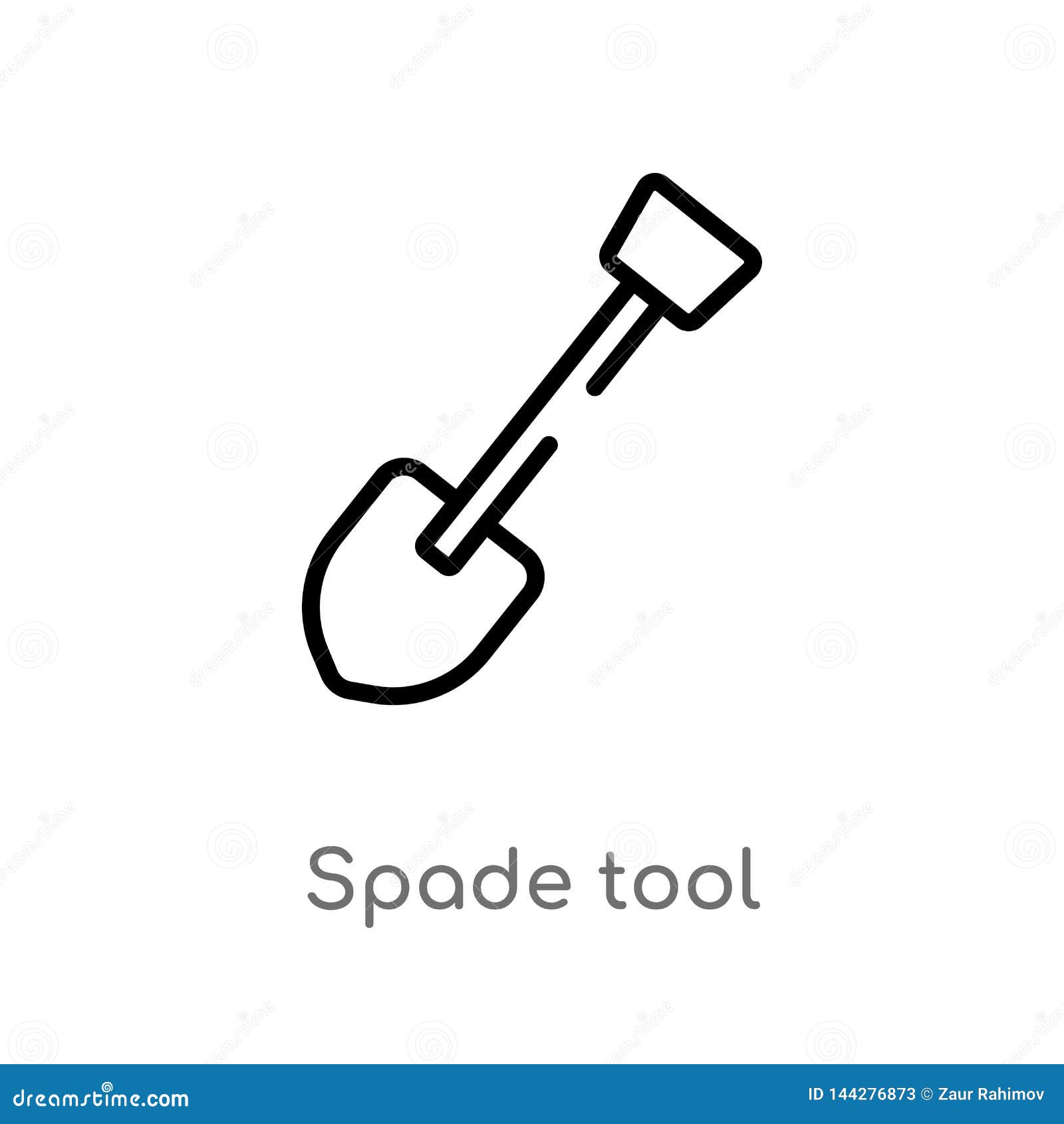Outline Spade Tool Vector Icon. Isolated Black Simple Line Element ...
