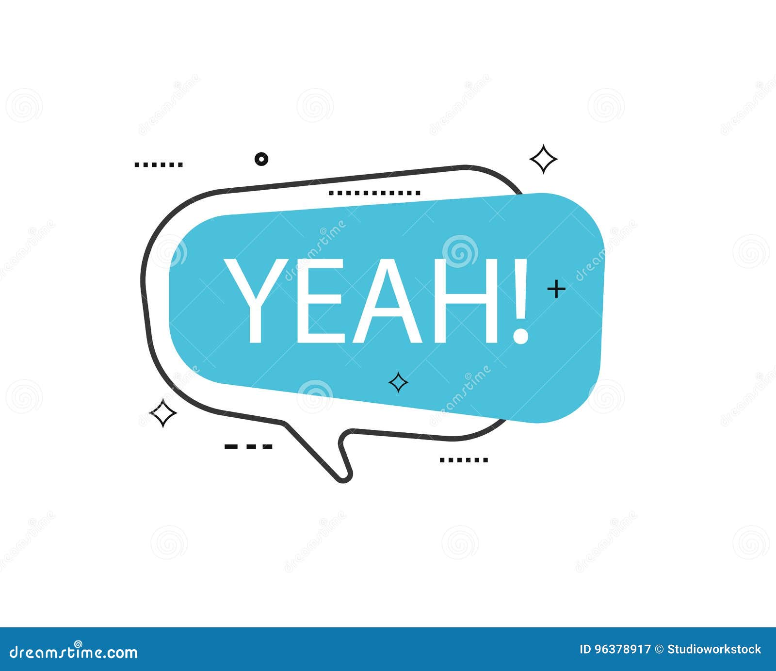 Outline Speech Bubble with Yeah! Phrase Stock Vector - Illustration of ...