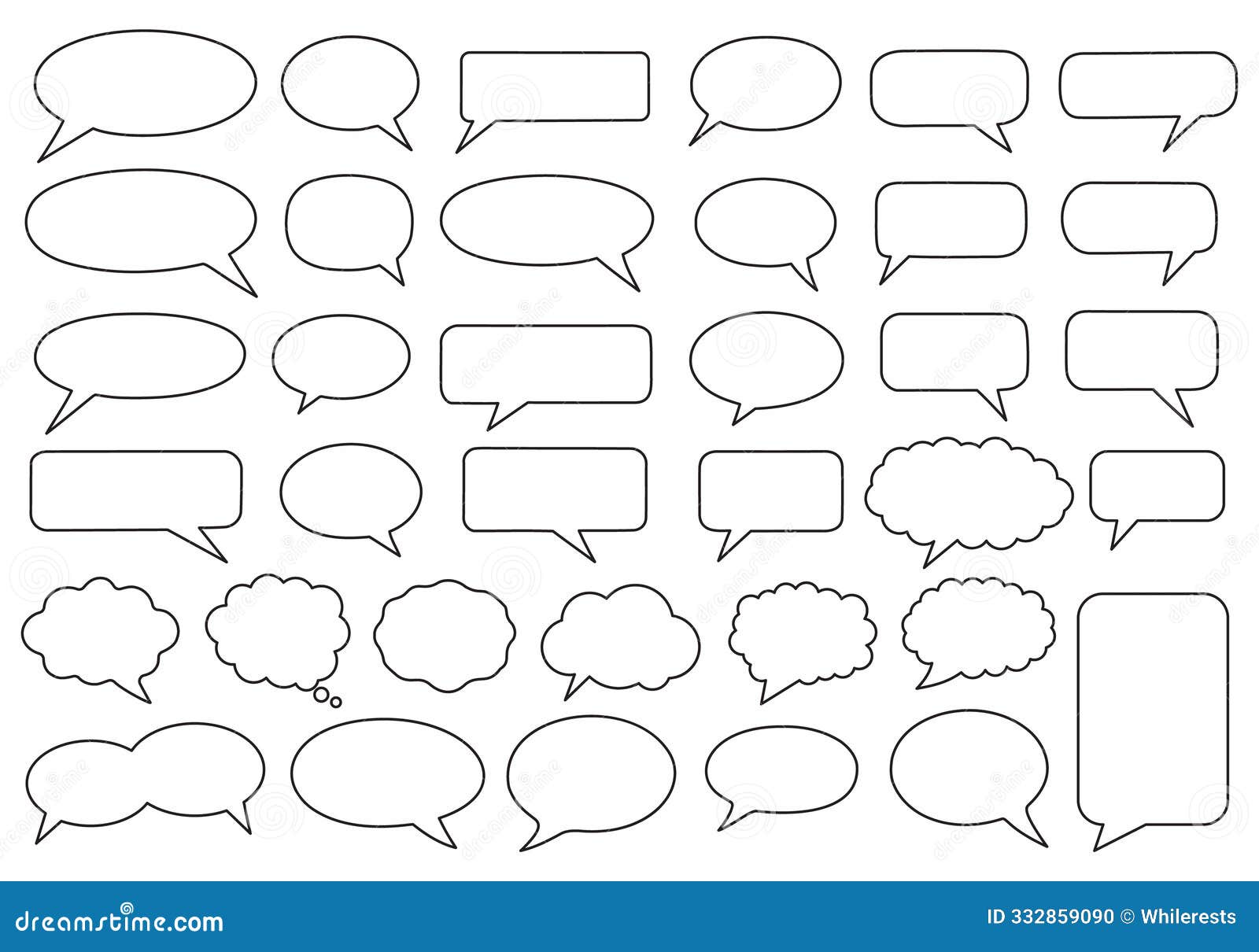 Outline Speech Bubbles in Different Shapes. Vector Illustration Stock ...