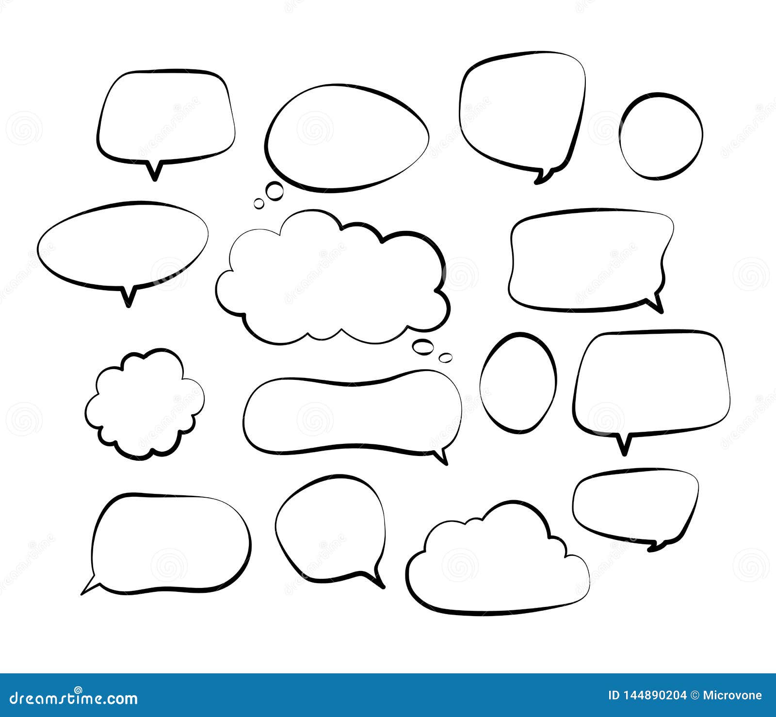 Outline Speech Bubbles Doodle Speech Balloon Sketch Hand Drawn