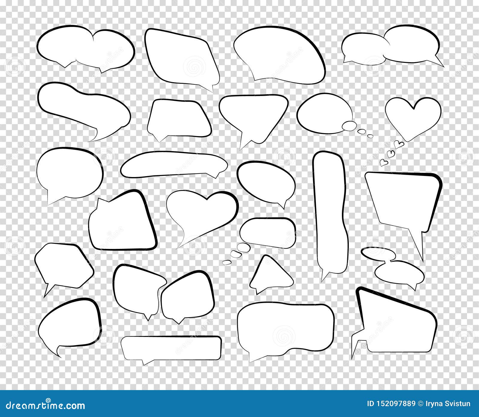 Outline Speech Bubbles. Set .Talk Cloud Comic Line Retro Shouting ...