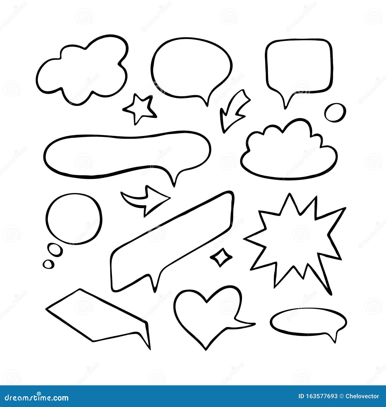Outline Speech Bubbles Set. Vector Illustration. Stock Vector ...