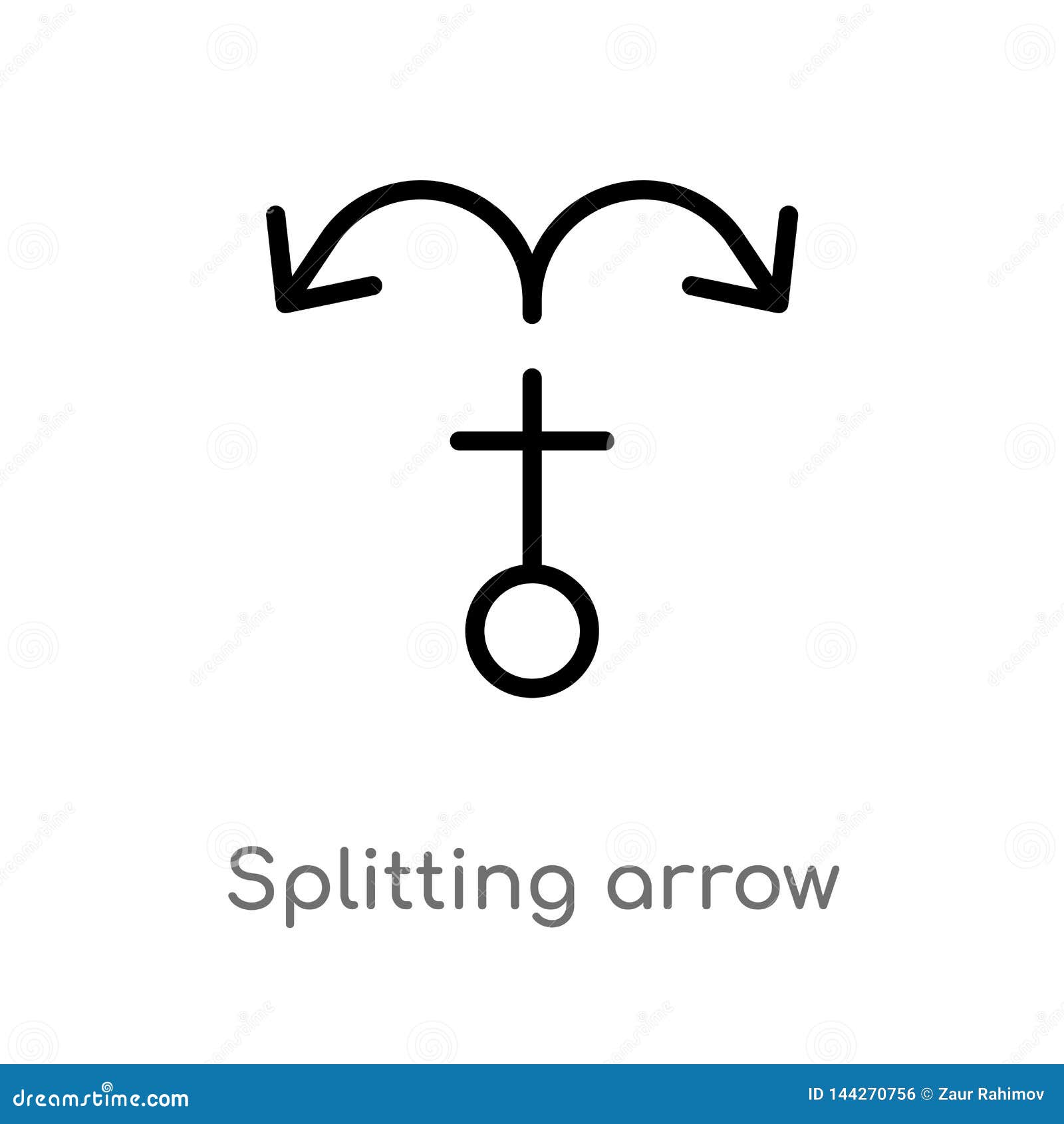 Outline Splitting Arrow Vector Icon Isolated Black Simple Line Element