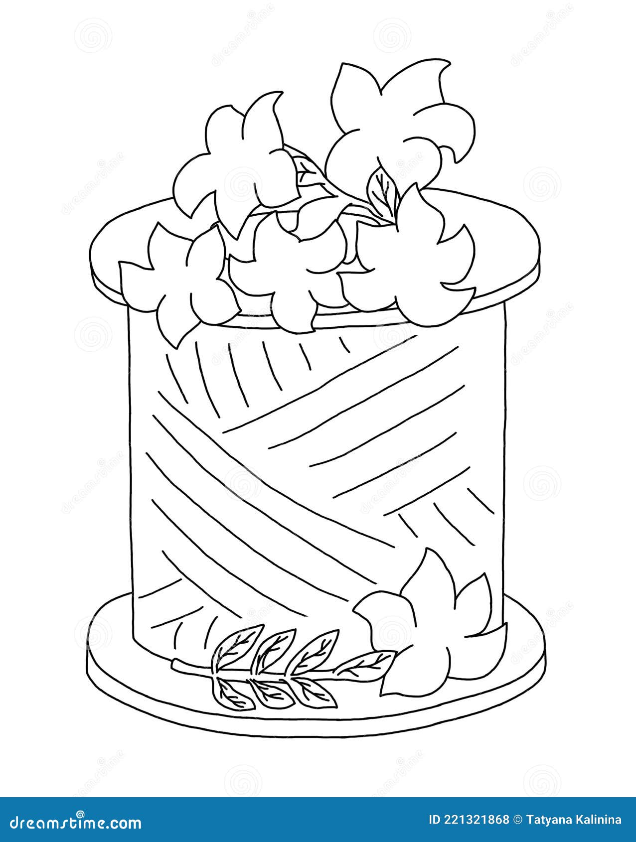 The Outline of the Spool of Sewing Thread with Flowers Stock ...