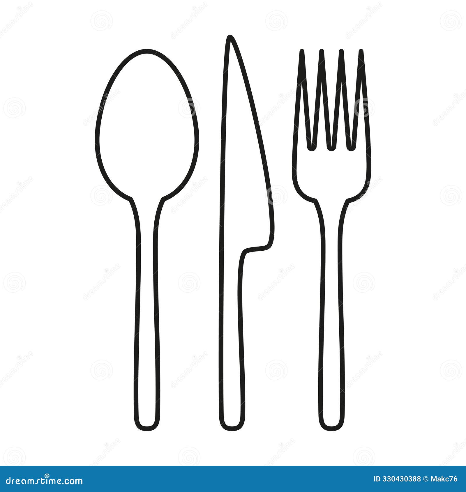 Outline Spoon, Fork and Knife Stock Vector - Illustration of decoration ...