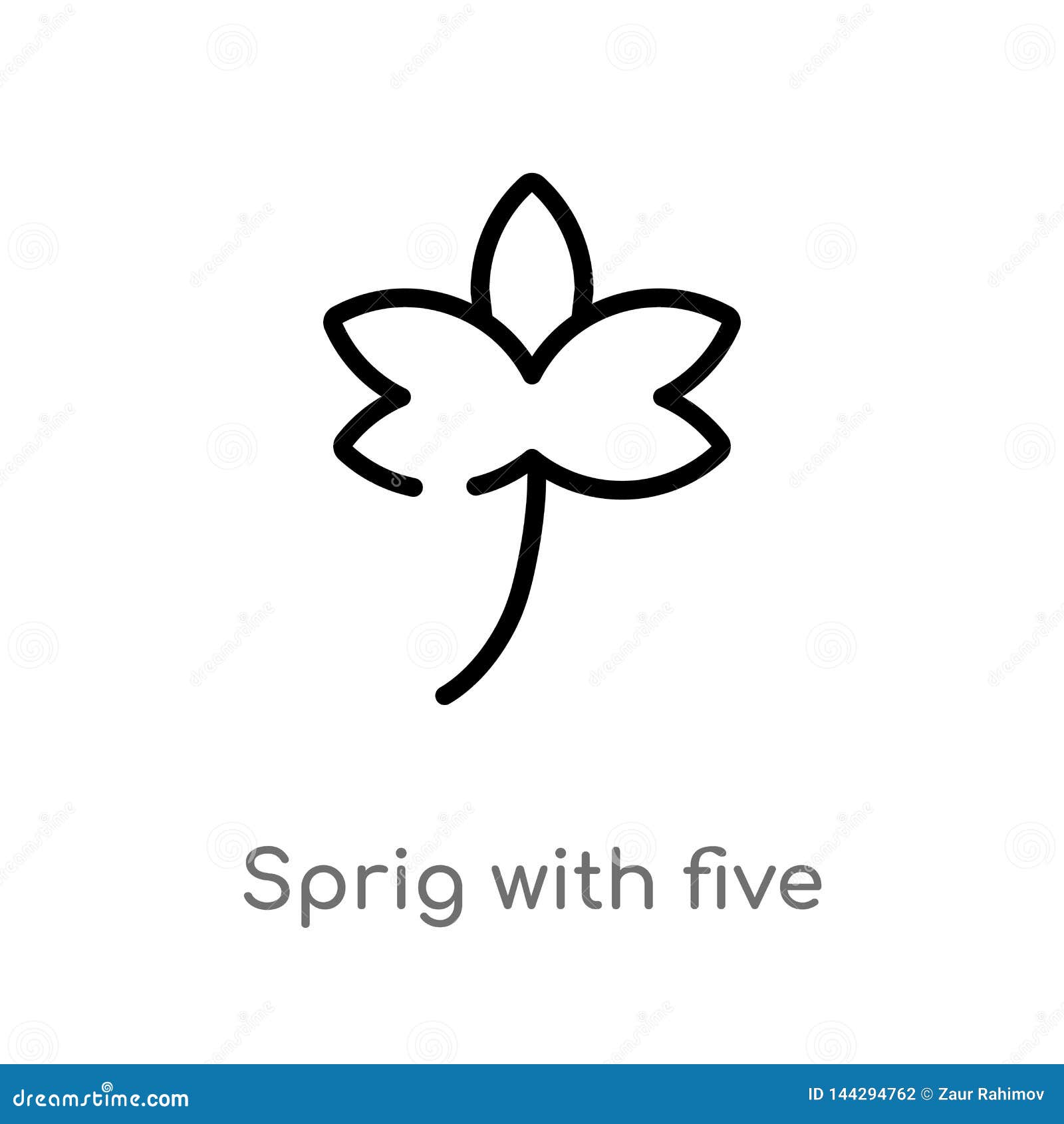 Sprig With Five Leaves Vector Icon On White Background. Flat Vector ...
