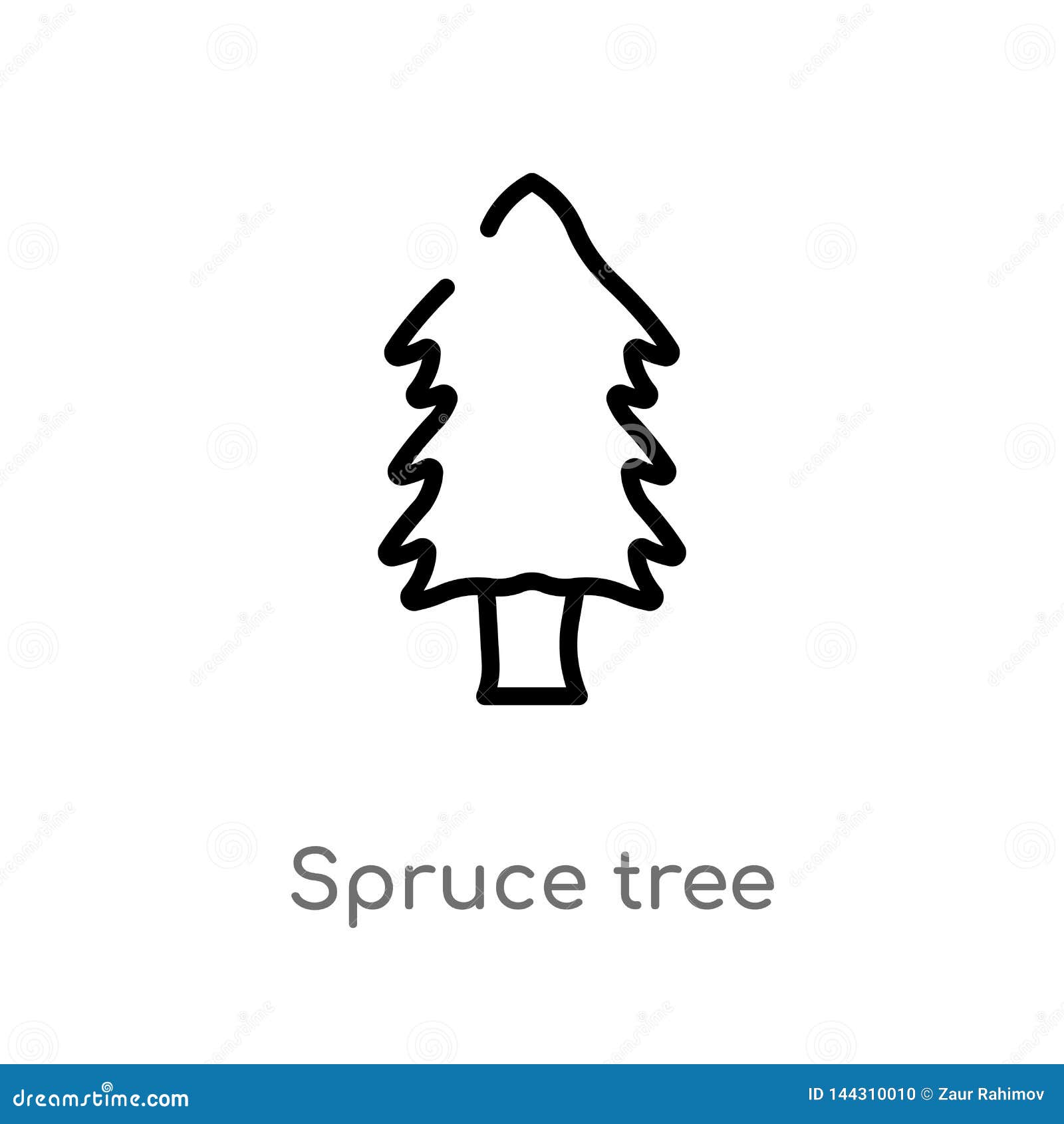 Outline Spruce Tree Vector Icon. Isolated Black Simple Line Element ...
