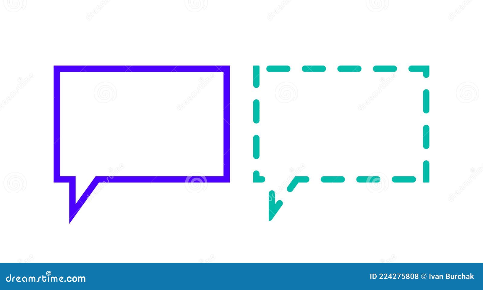 Outline Square Chat Bubbles. Solid and Dotted Lines Empty Text Boxes ...