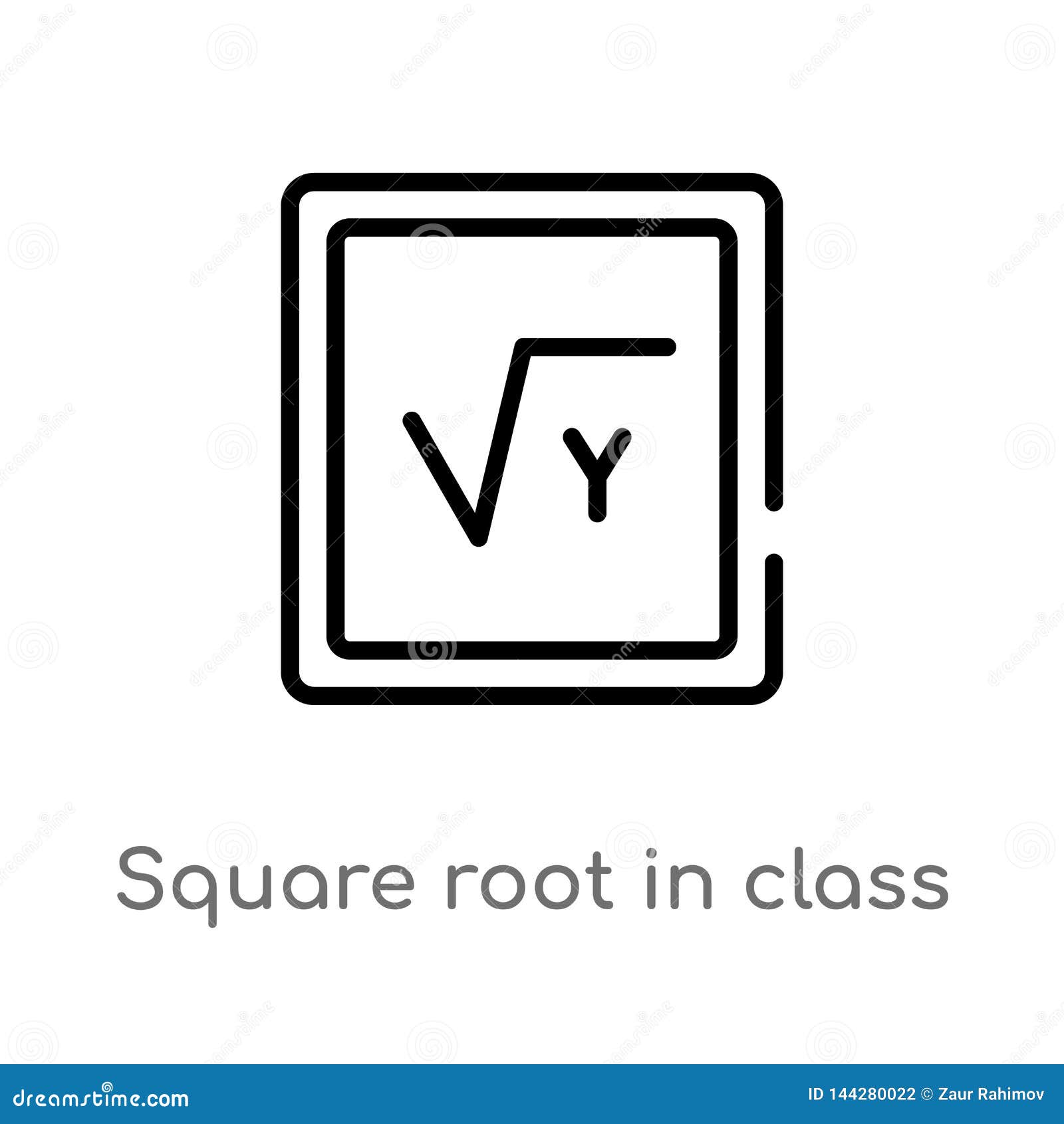 Outline Square Root in Class Vector Icon. Isolated Black Simple Line ...