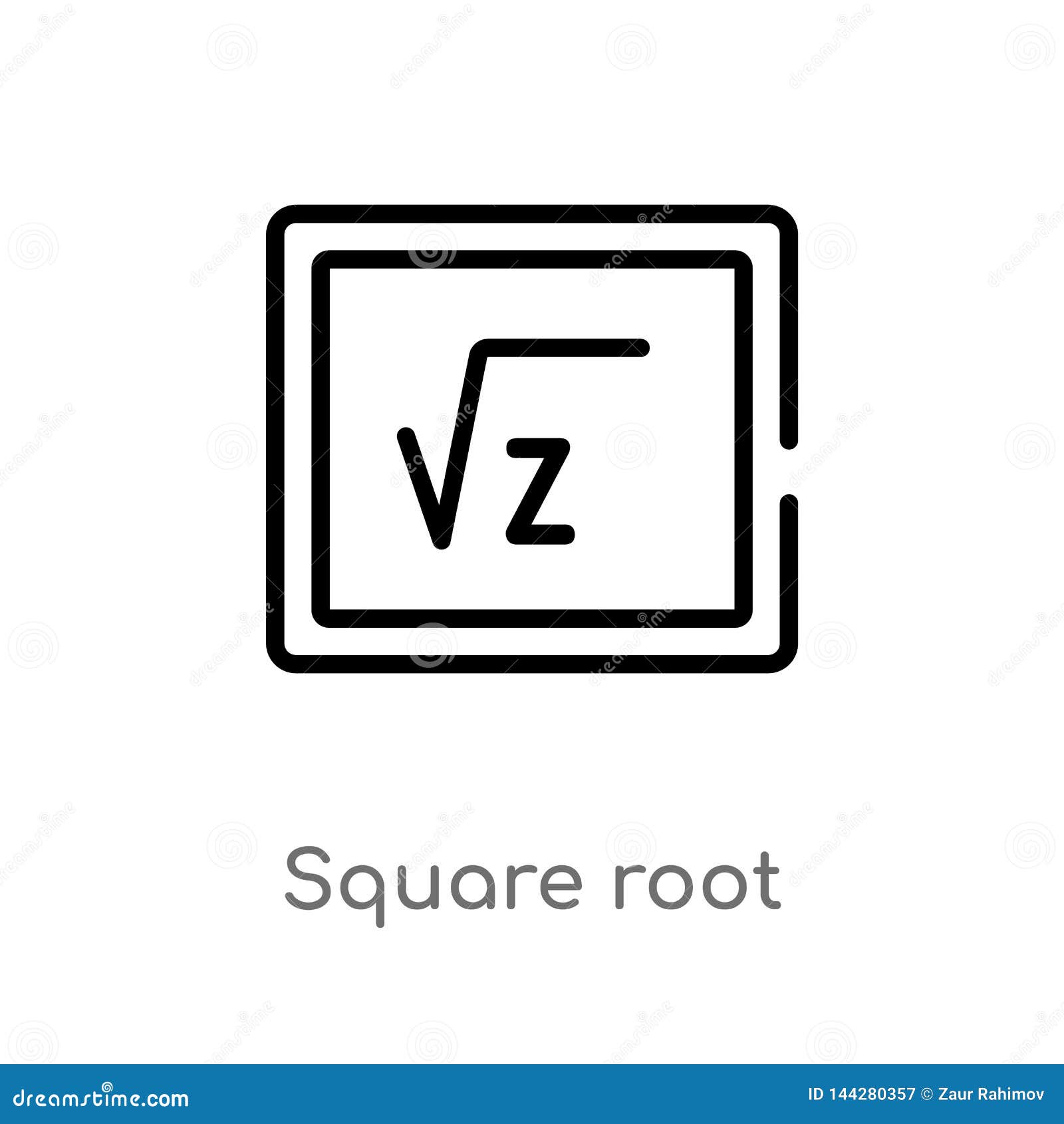Outline Square Root Vector Icon. Isolated Black Simple Line Element ...