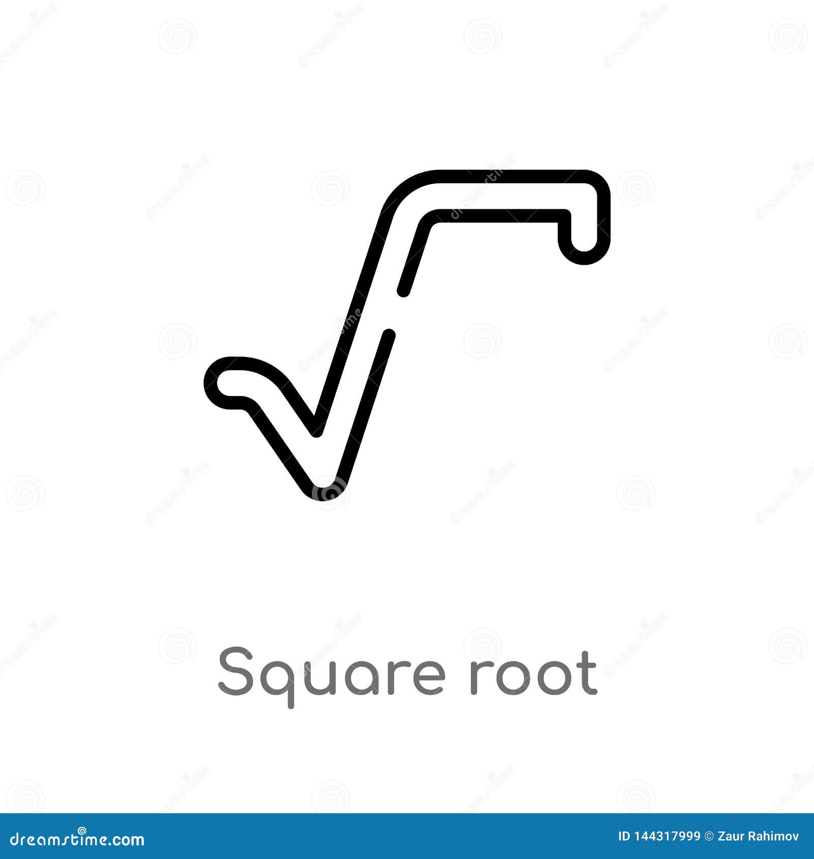 Outline Square Root Vector Icon. Isolated Black Simple Line Element ...