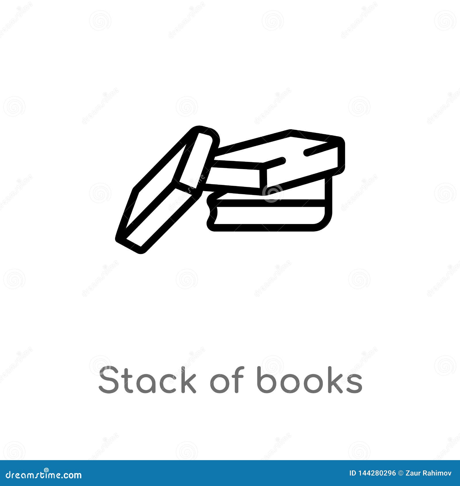 Outline Stack of Books Vector Icon. Isolated Black Simple Line Element ...