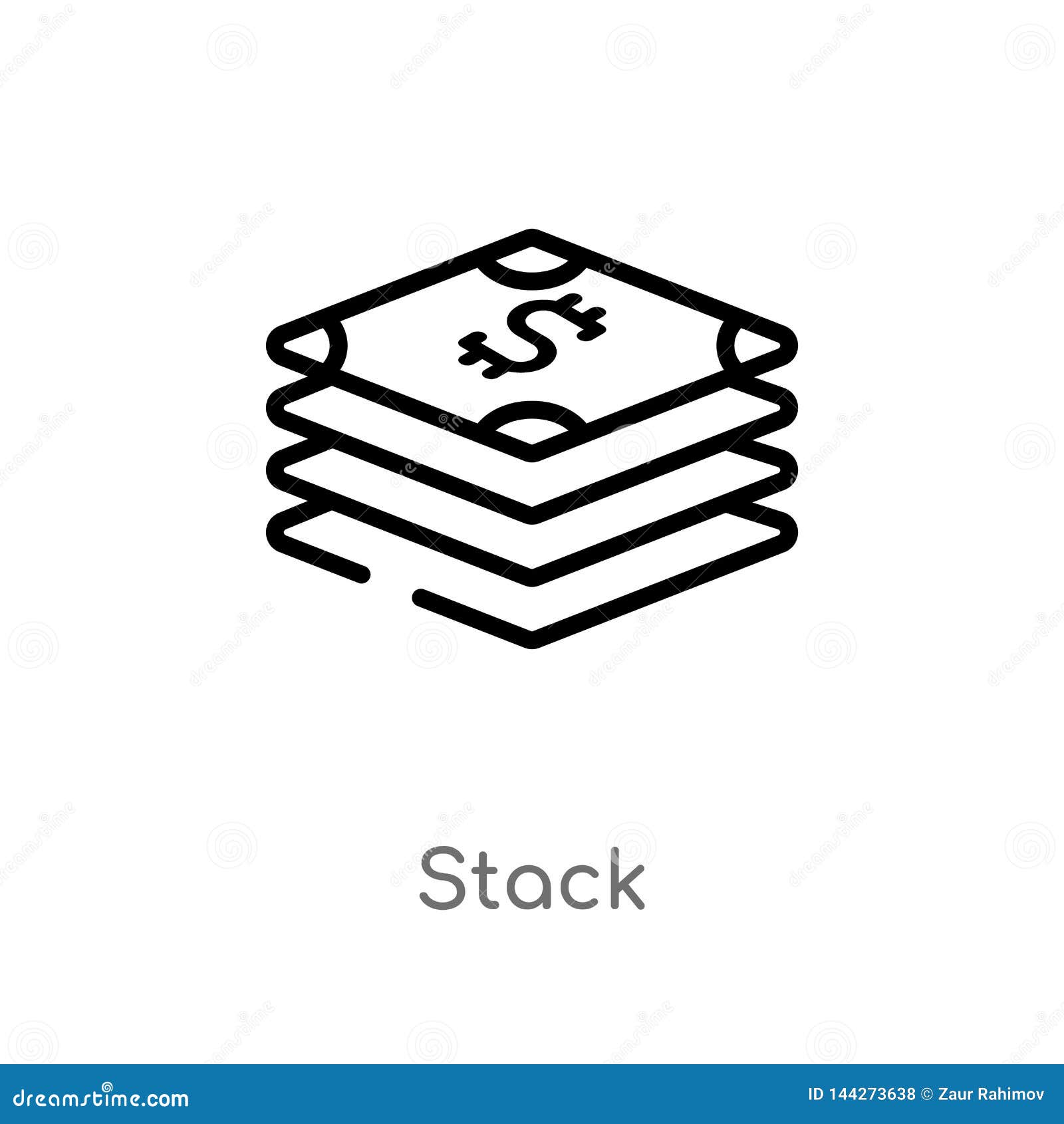 Outline Stack Vector Icon. Isolated Black Simple Line Element ...