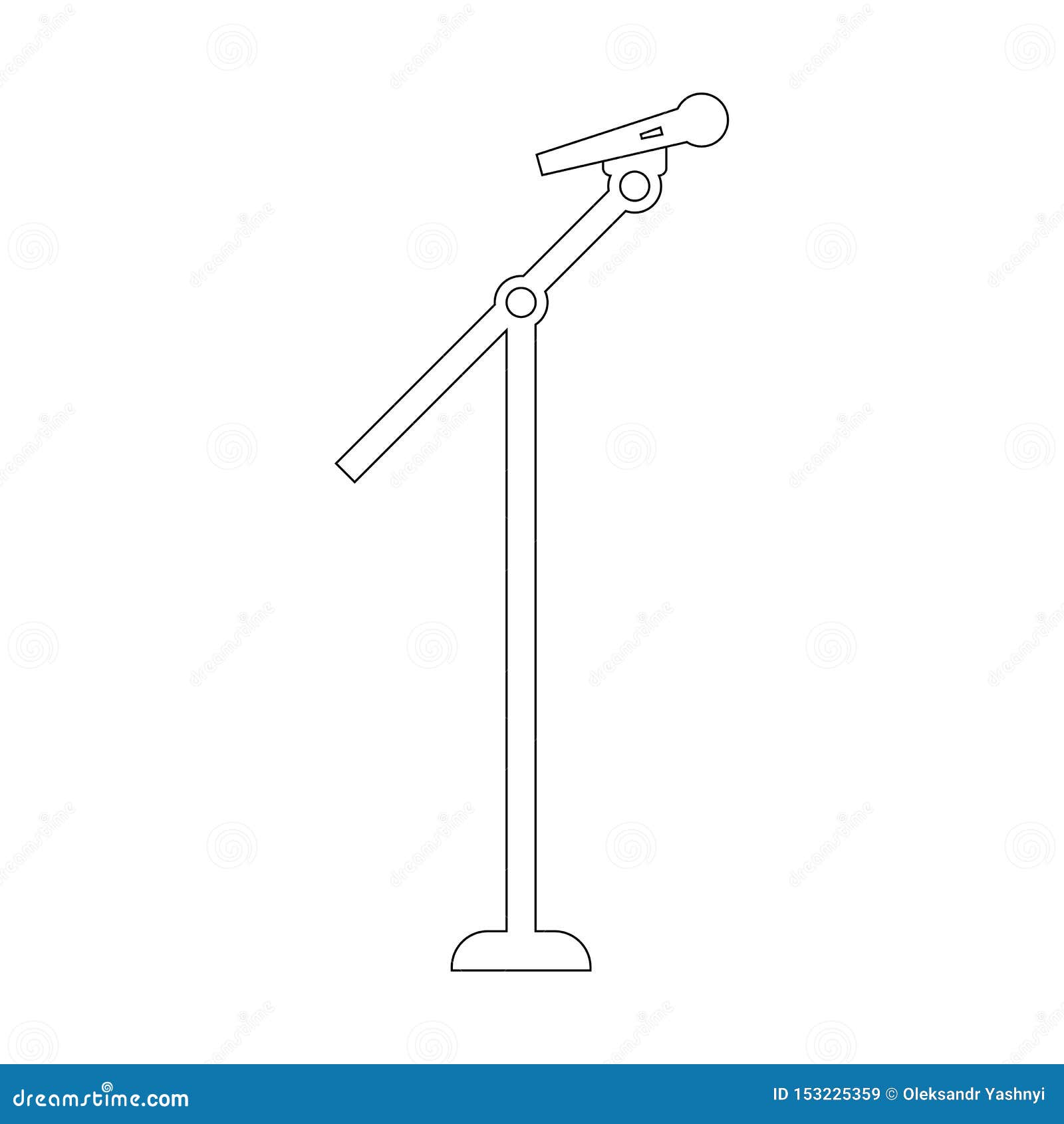 Outline Stage Microphone And Stand Isolated On White Background. Vector ... Outline Stage Microphone And Stand Isolated On White Background. Vector ...
