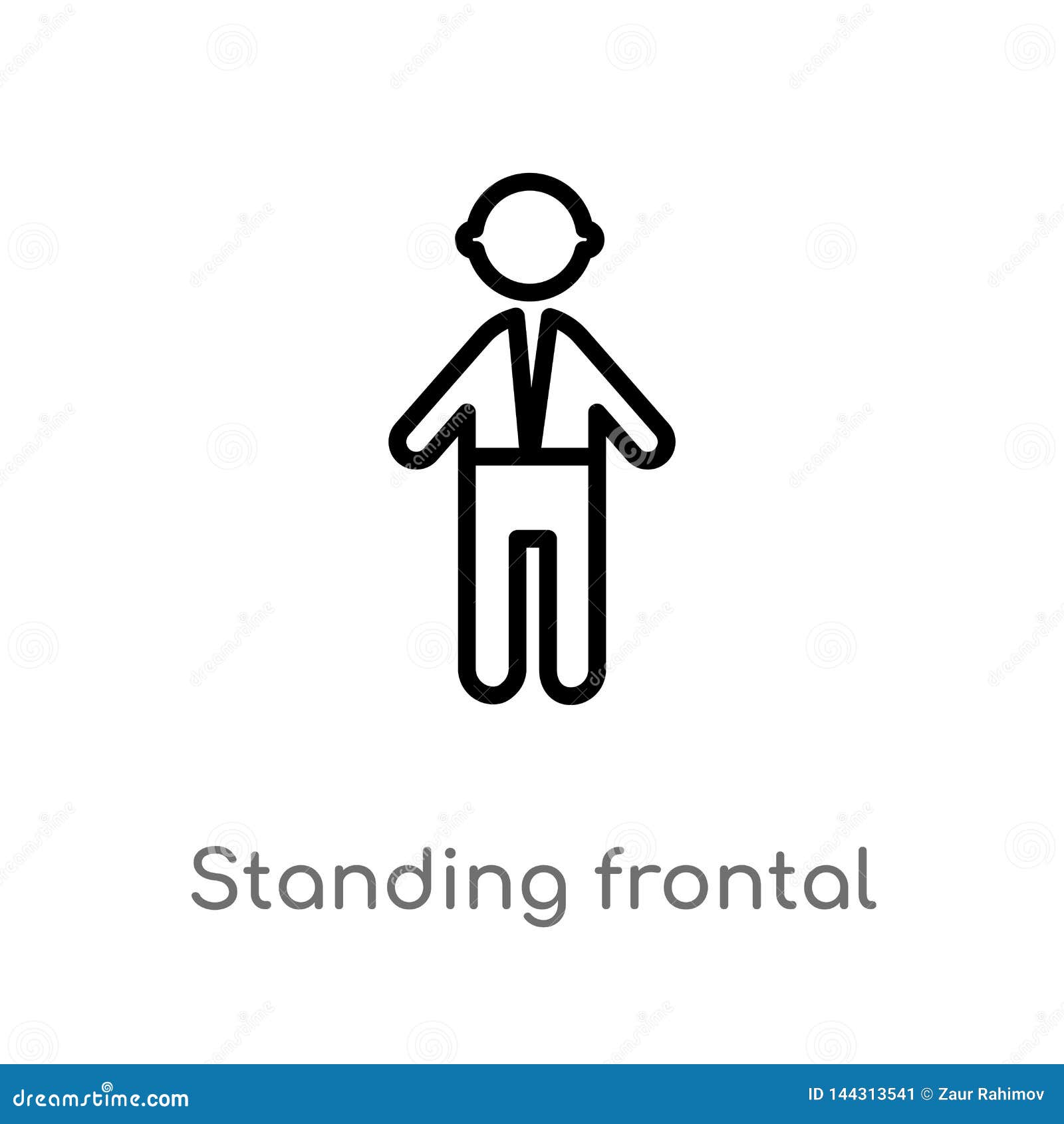 Outline Standing Frontal Man Vector Icon. Isolated Black Simple Line ...