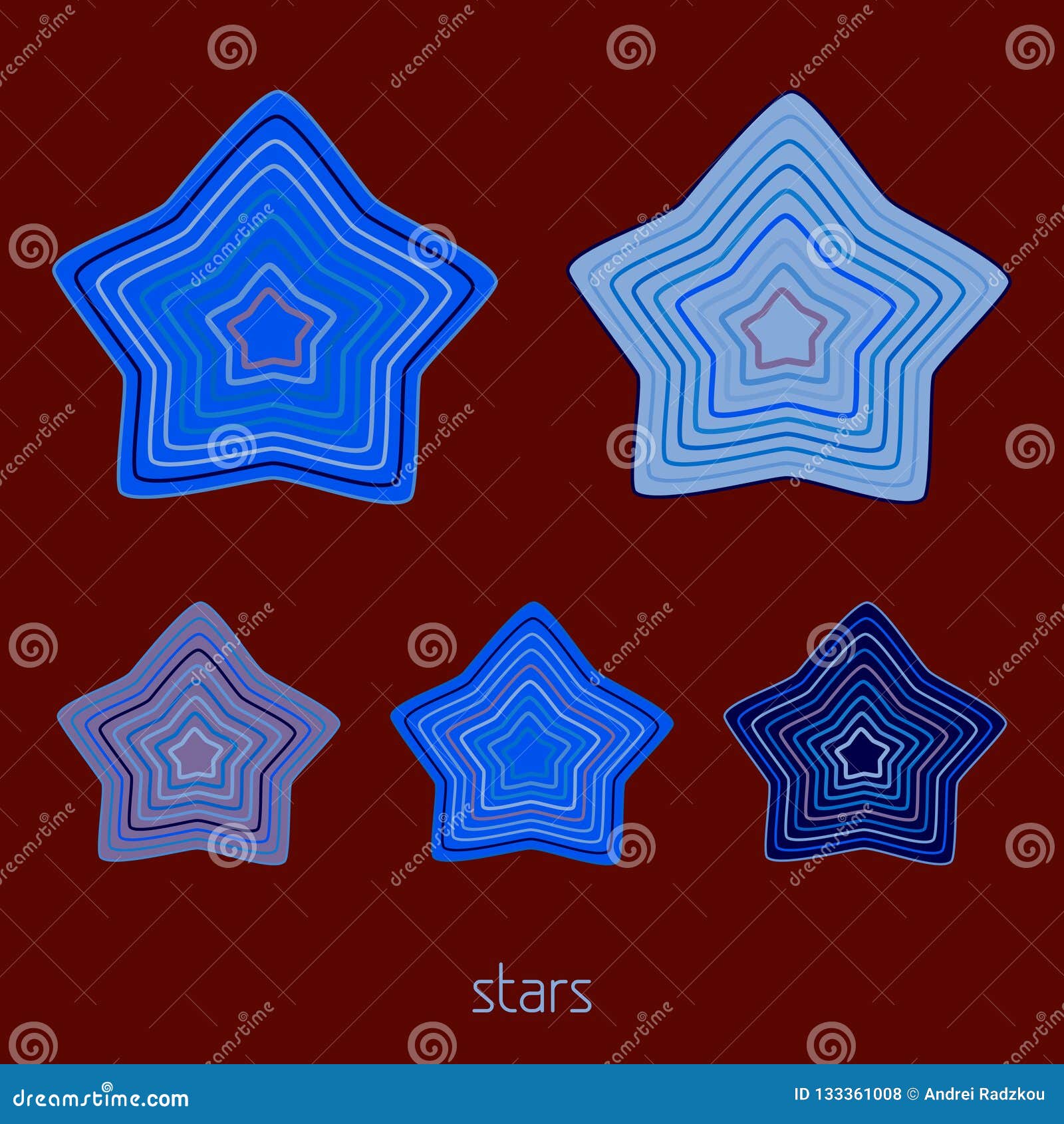Outline Stars on Maroon Background. Vector Stock Vector - Illustration ...