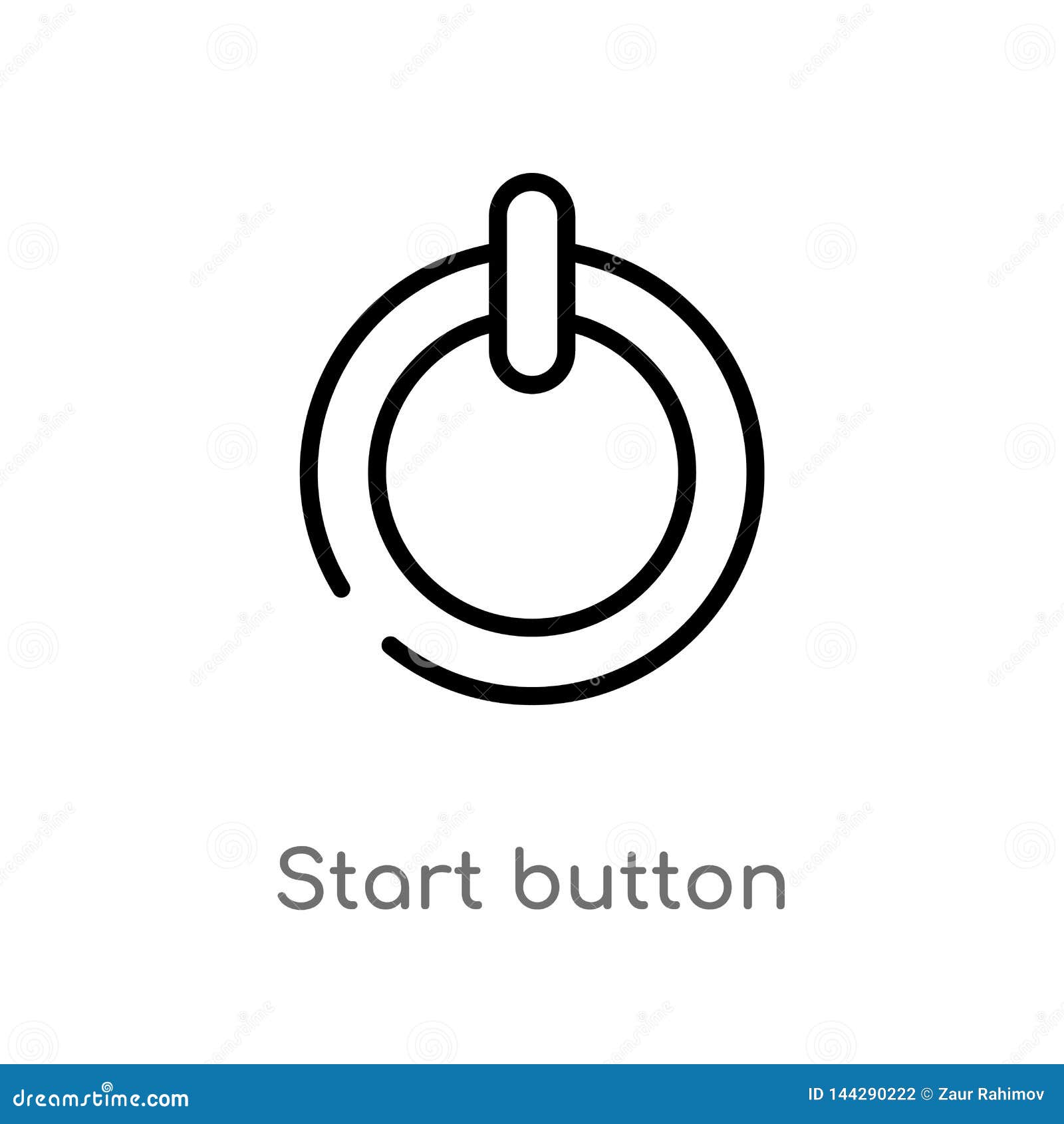 Outline Start Button Vector Icon Isolated Black Simple Line Element
