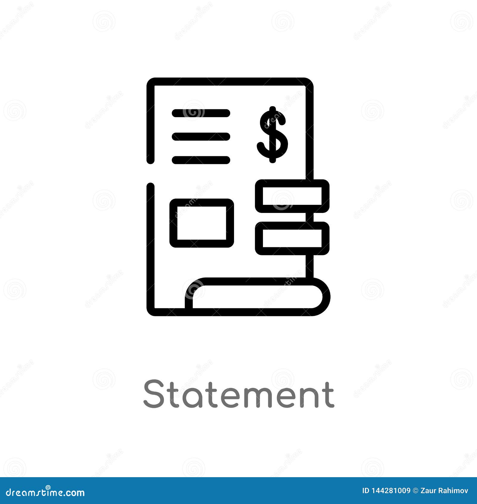 Outline Statement Vector Icon. Isolated Black Simple Line Element ...