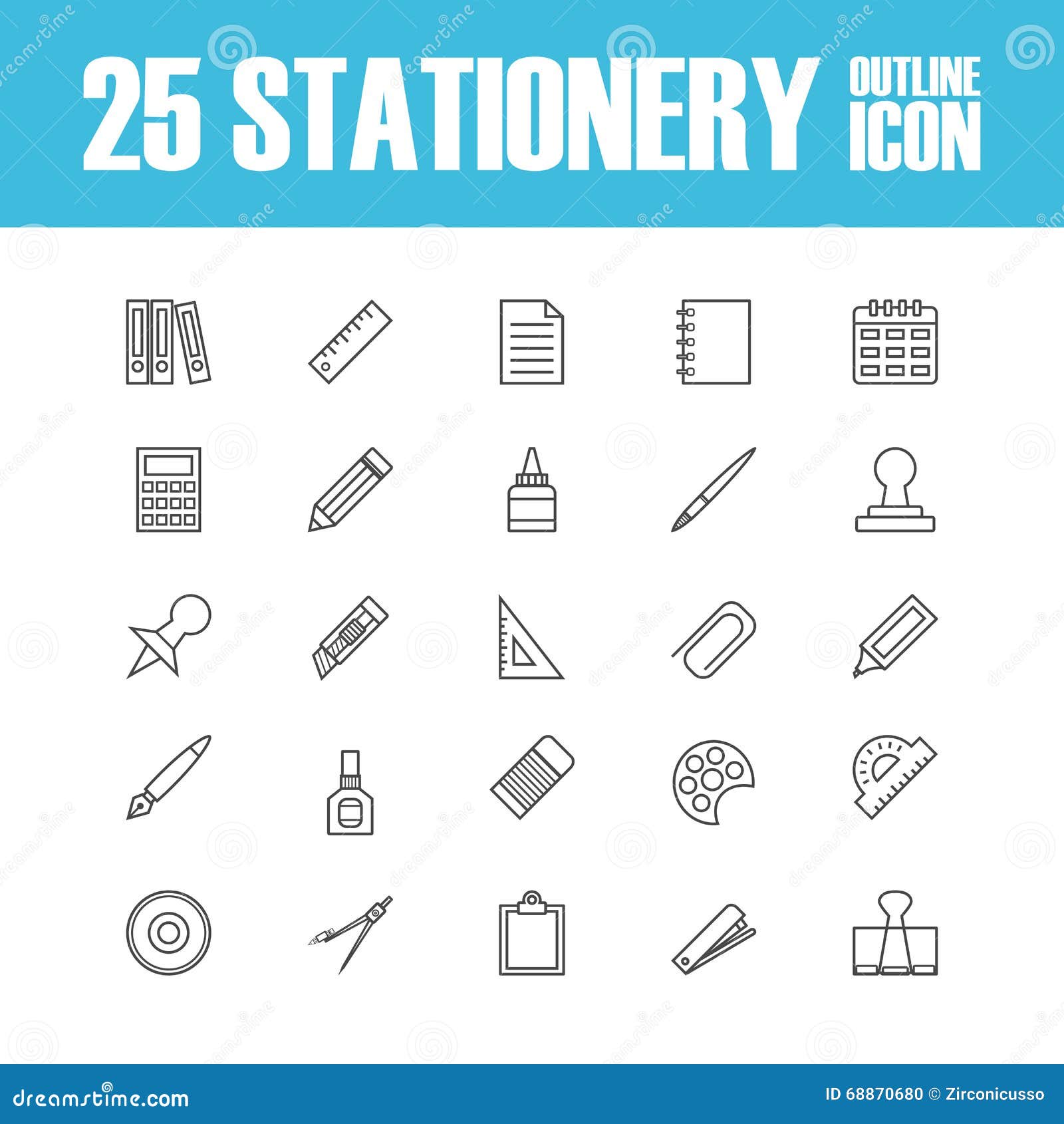 Outline stationery icon stock vector. Illustration of document - 68870680