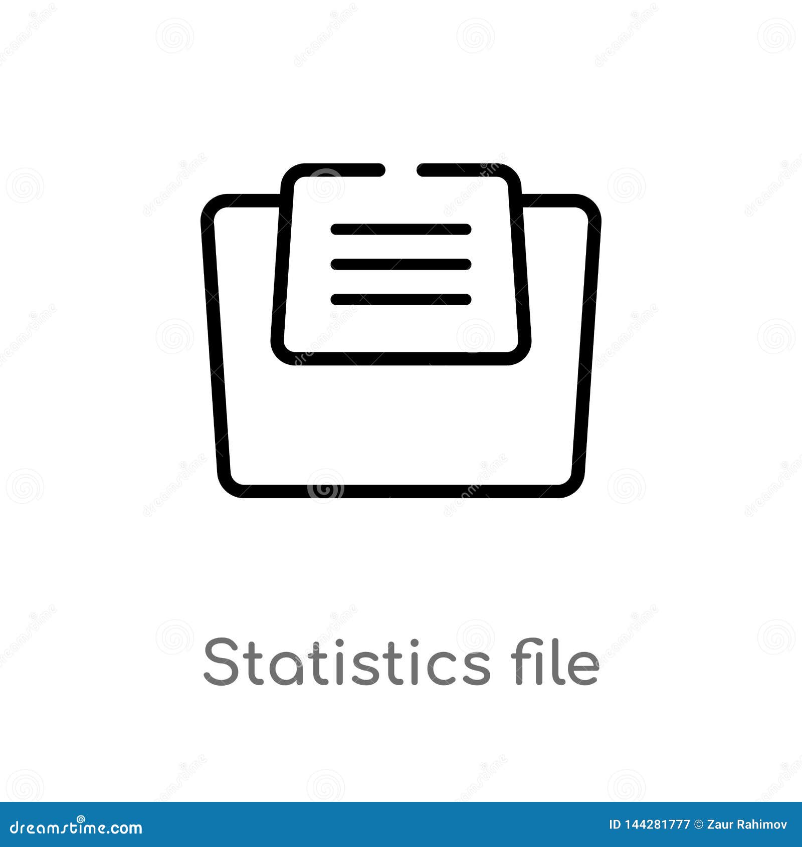 Outline Statistics File Vector Icon. Isolated Black Simple Line Element ...
