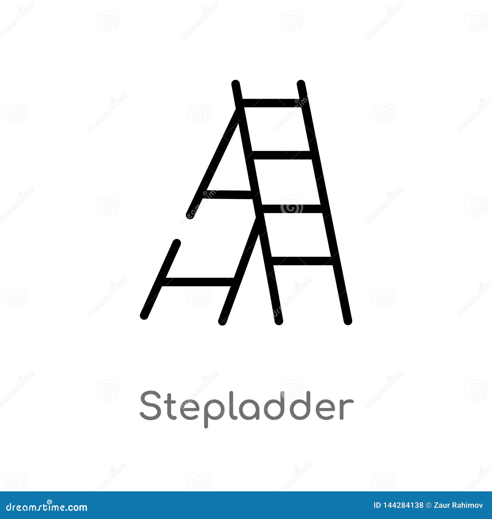 Outline Stepladder Vector Icon. Isolated Black Simple Line Element Illustration from General ...