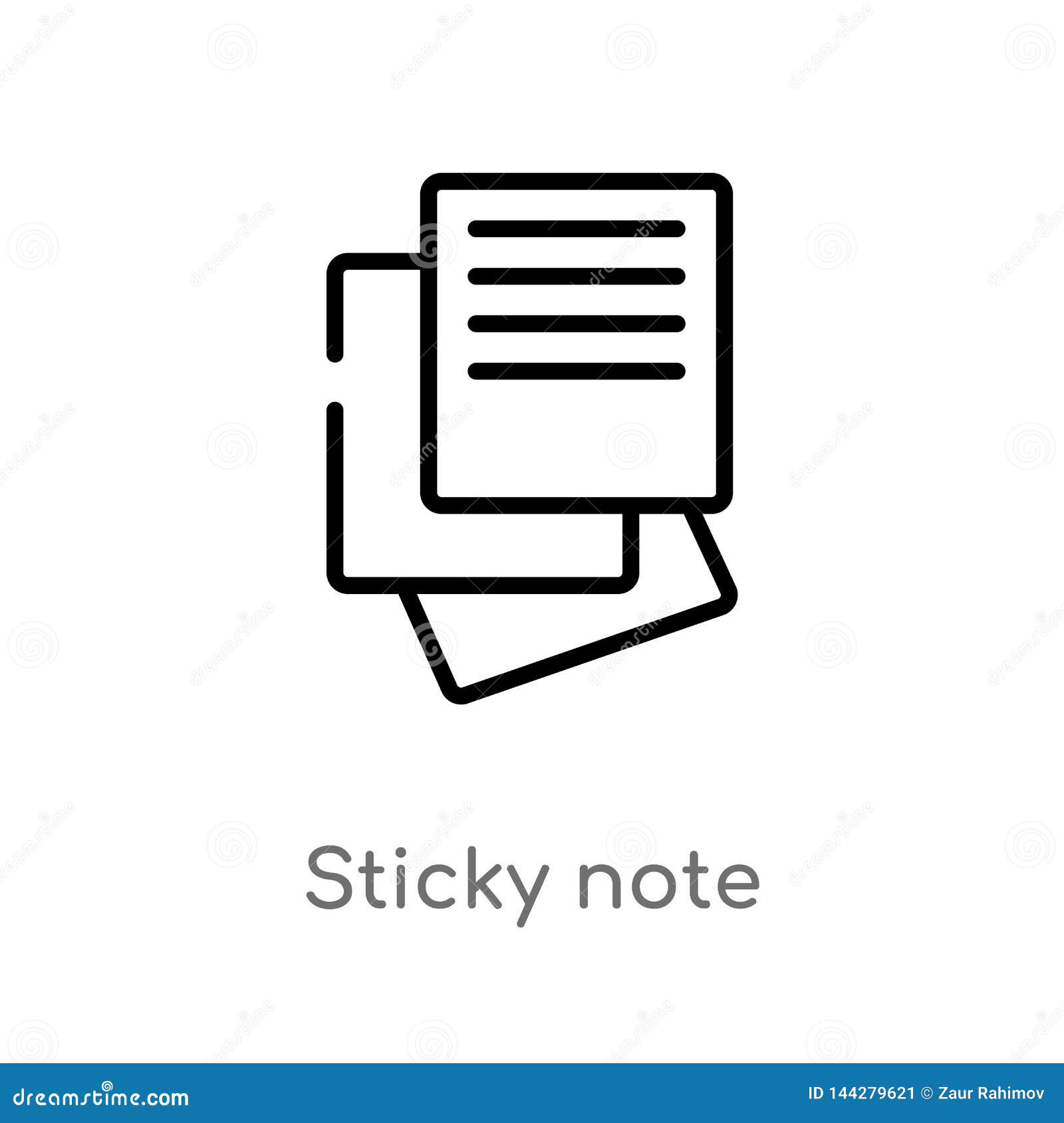 Outline Sticky Note Vector Icon. Isolated Black Simple Line Element ...