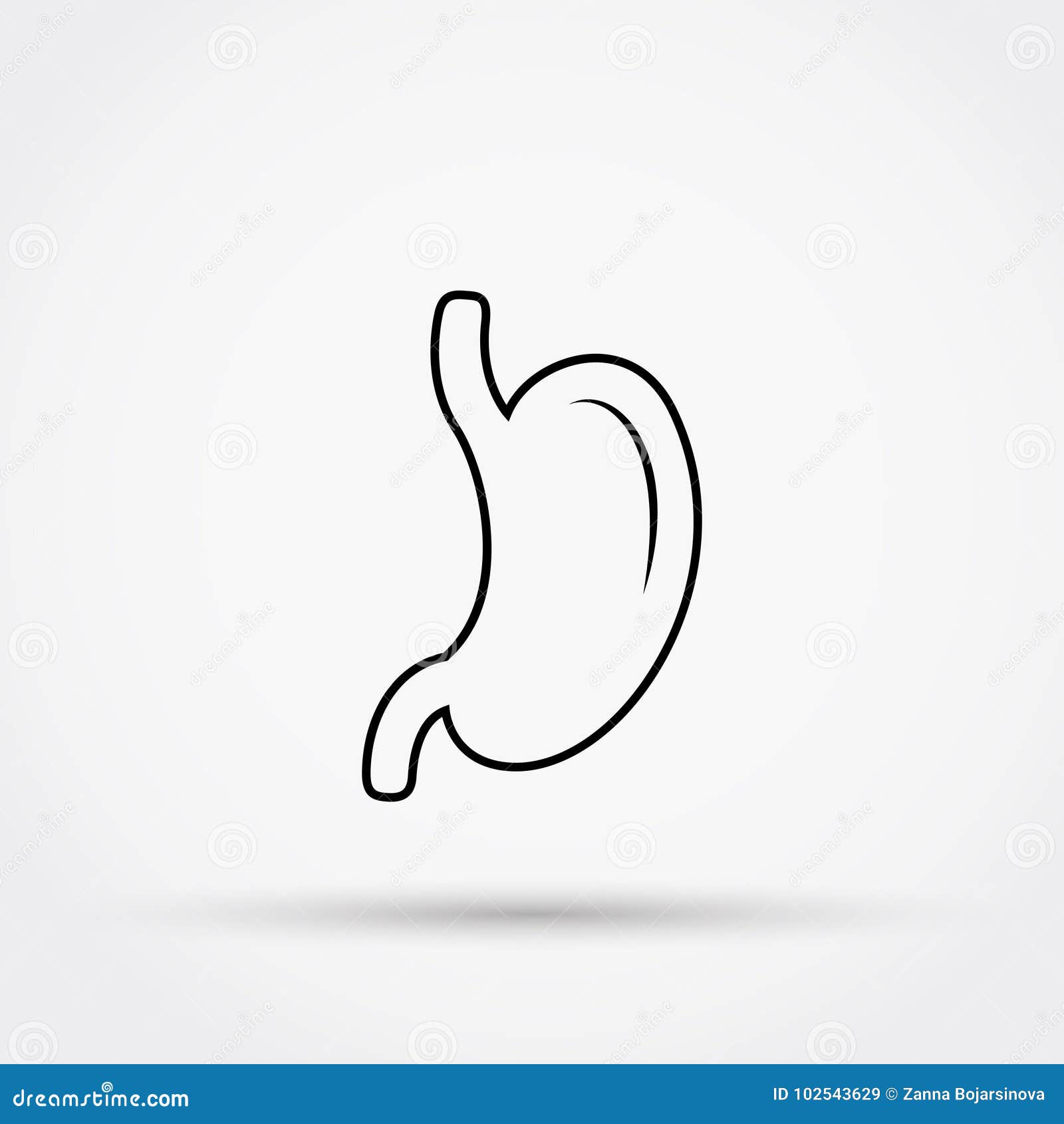 Outline Stomach Vector Icon. Stock Vector - Illustration of grey ...
