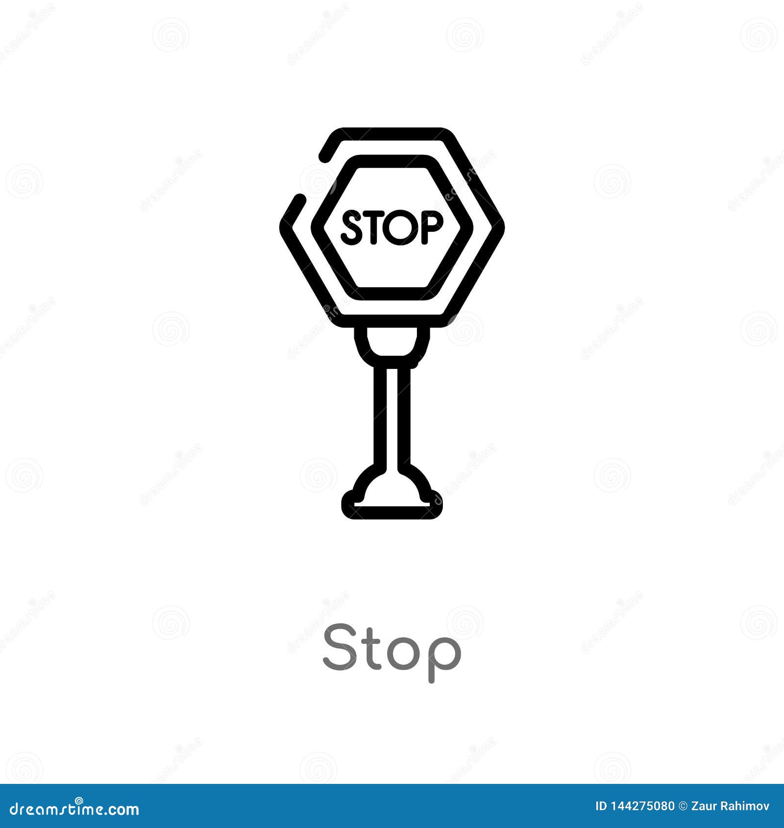 Outline Stop Vector Icon. Isolated Black Simple Line Element ...