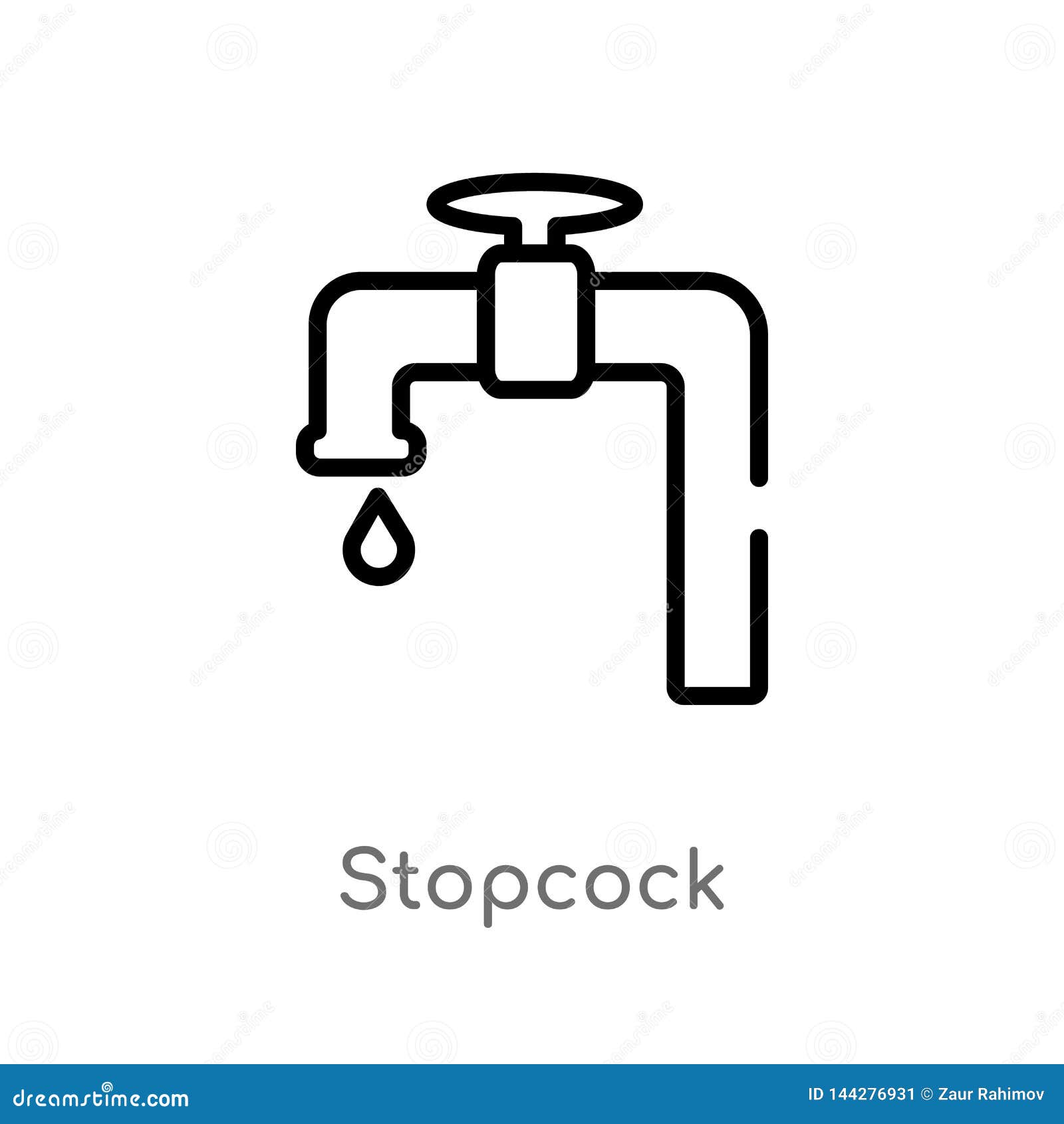 Outline Stopcock Vector Icon. Isolated Black Simple Line Element ...