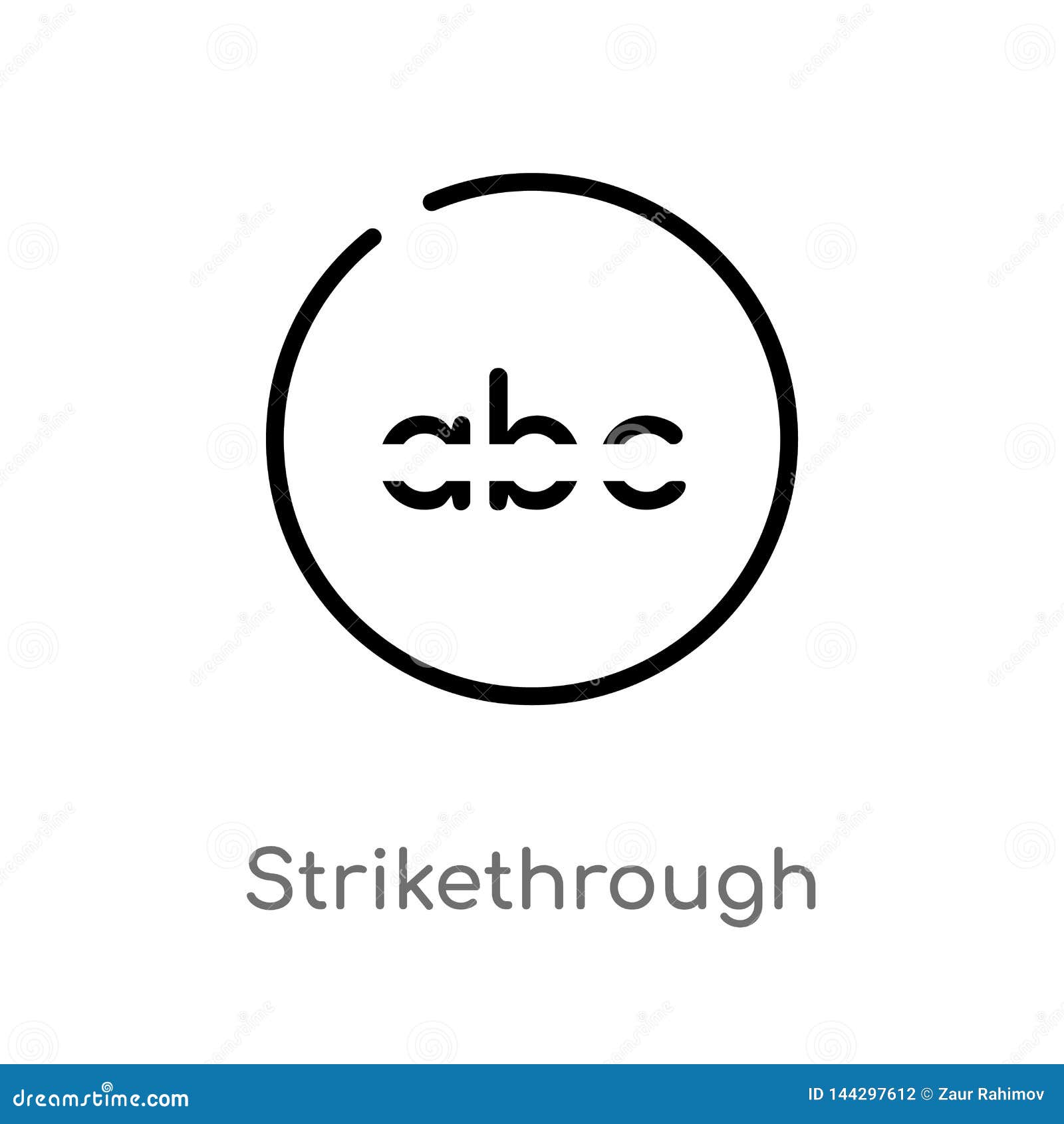 Outline Strikethrough Vector Icon. Isolated Black Simple Line Element ...