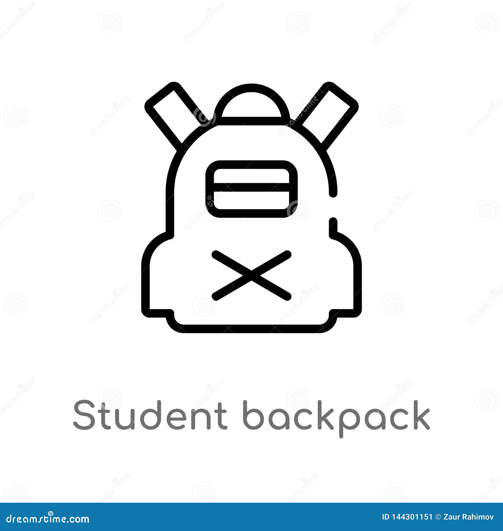 Outline Student Backpack Vector Icon. Isolated Black Simple Line ...