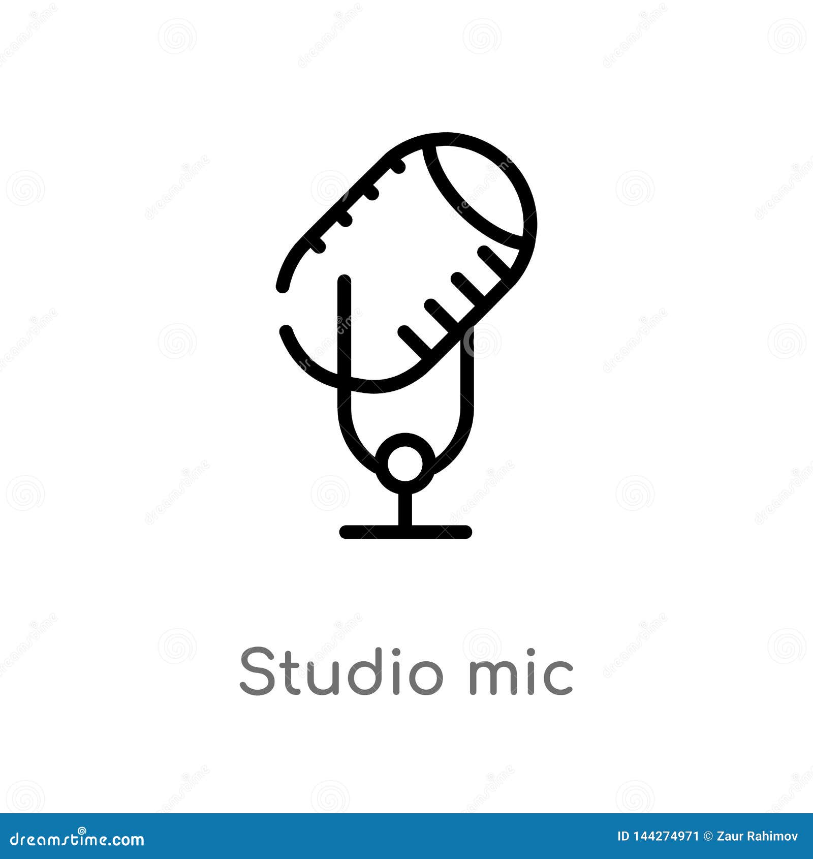 Outline Studio Mic Vector Icon. Isolated Black Simple Line Element ...