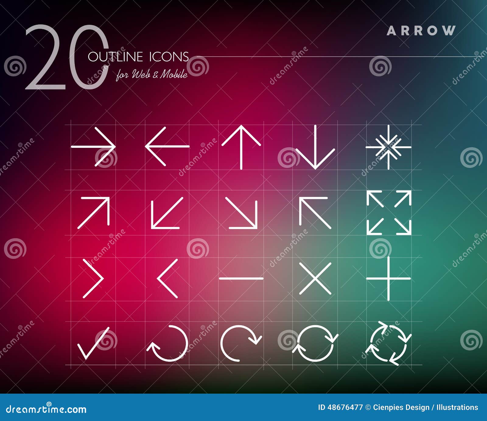 Outline Style Arrows Icons Set Stock Vector - Illustration of play ...