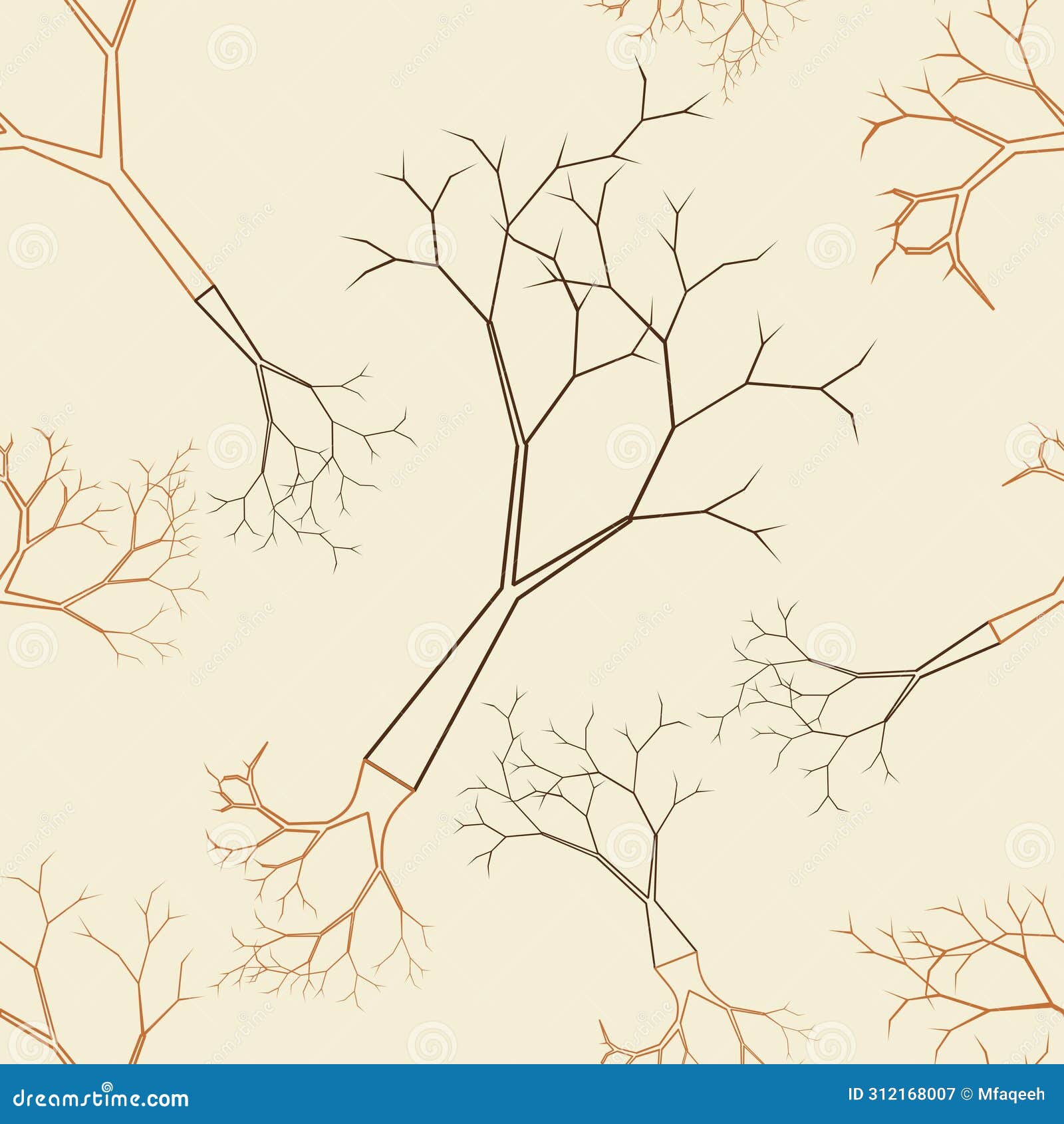 Outline Style Leafless Tree Vector Illustration Seamless Pattern Stock ...