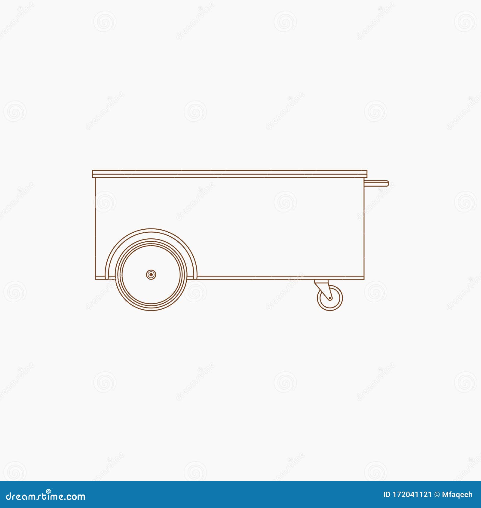Outline Style Mobile Mini Simple Food Cart Vector Illustration Stock ...